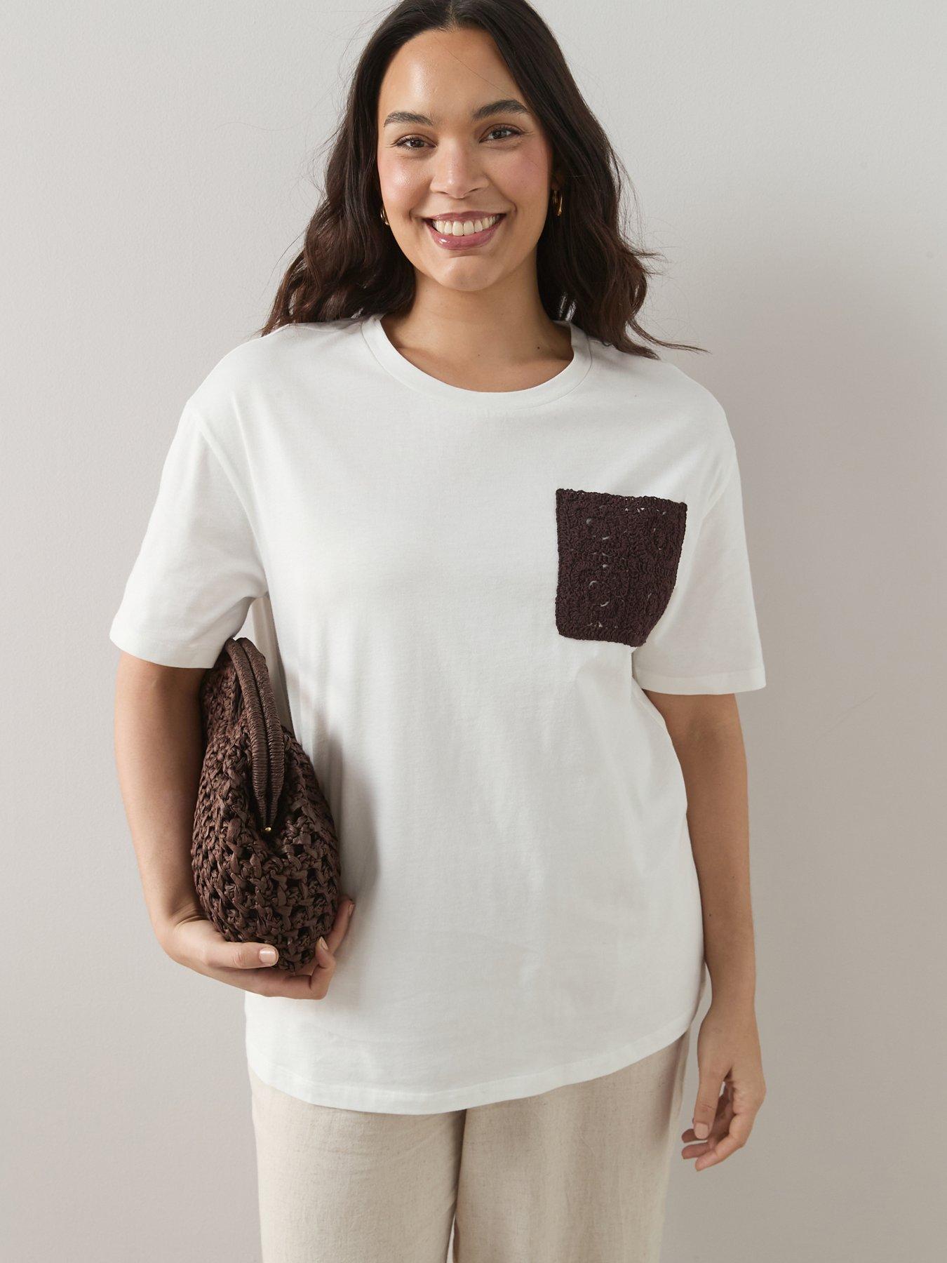The Very Collection Curve Crochet Pocket T-shirt | Very