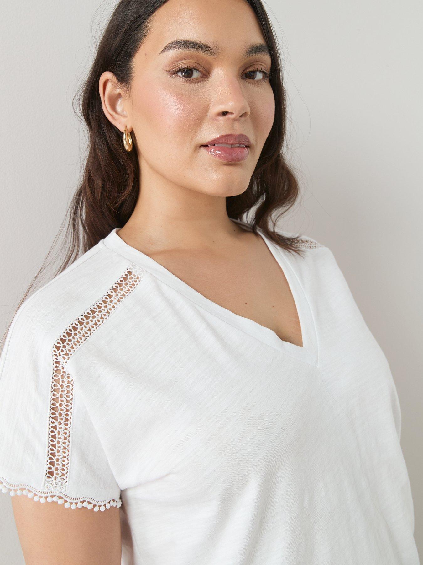 The Very Collection Curve V Neck Banded Hem T-shirt | Very