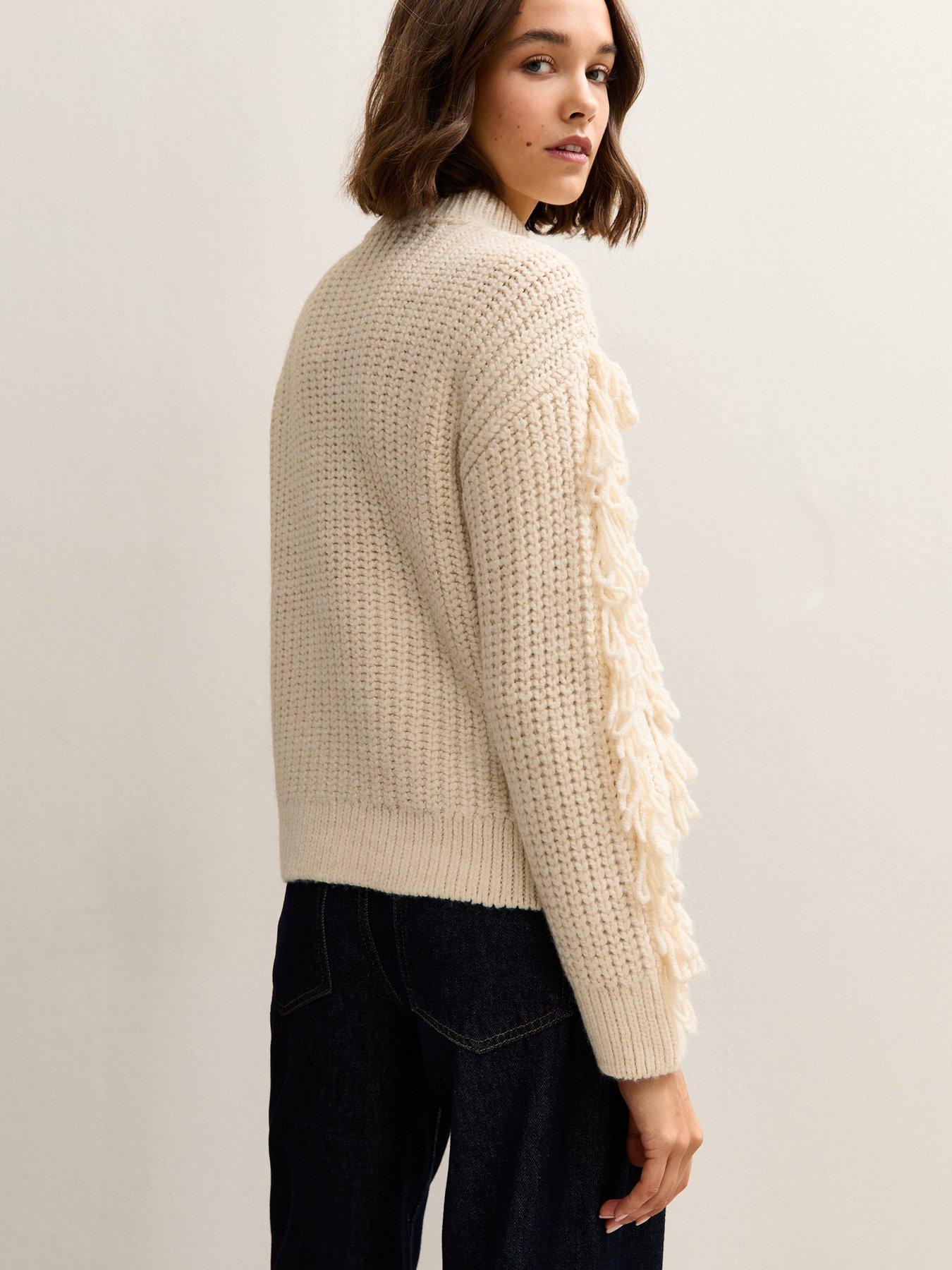 New Look Cable Knit Looped Fringe Jumper - Cream | Very