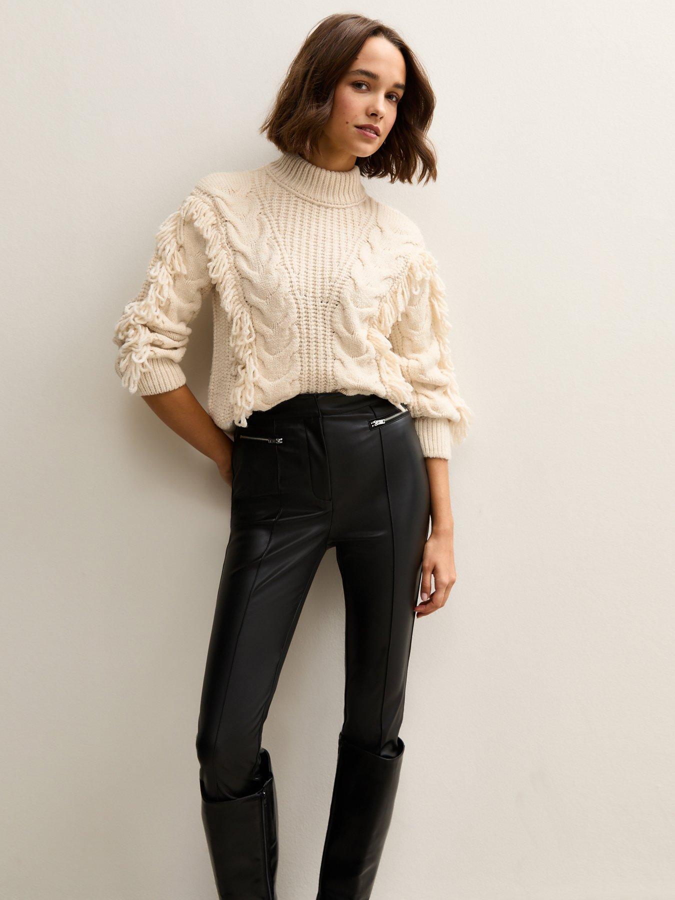 New Look Cable Knit Looped Fringe Jumper - Cream | Very