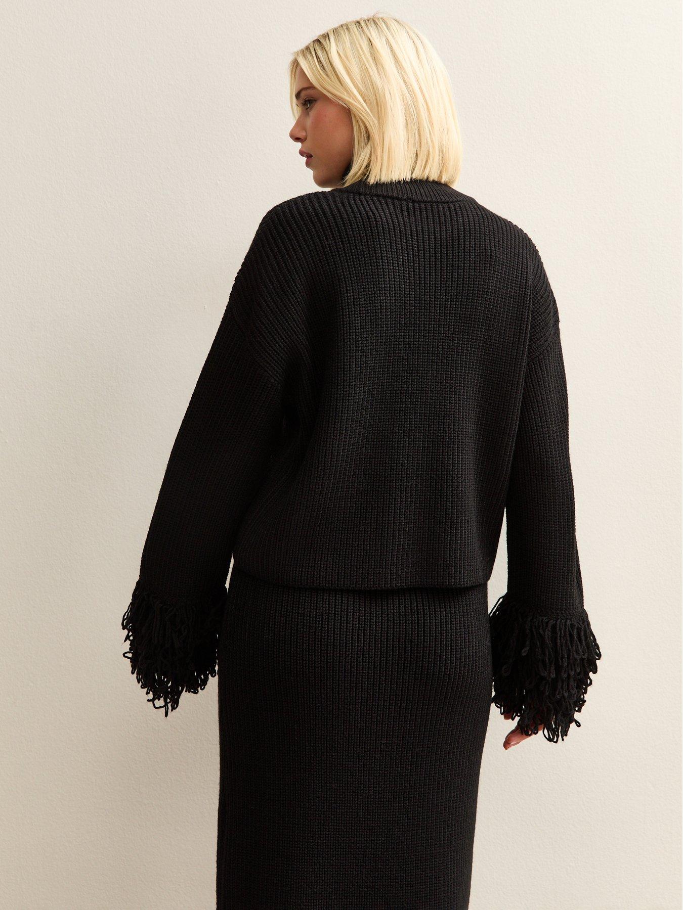 New Look Black Looped Fringe High Neck Jumper | Very