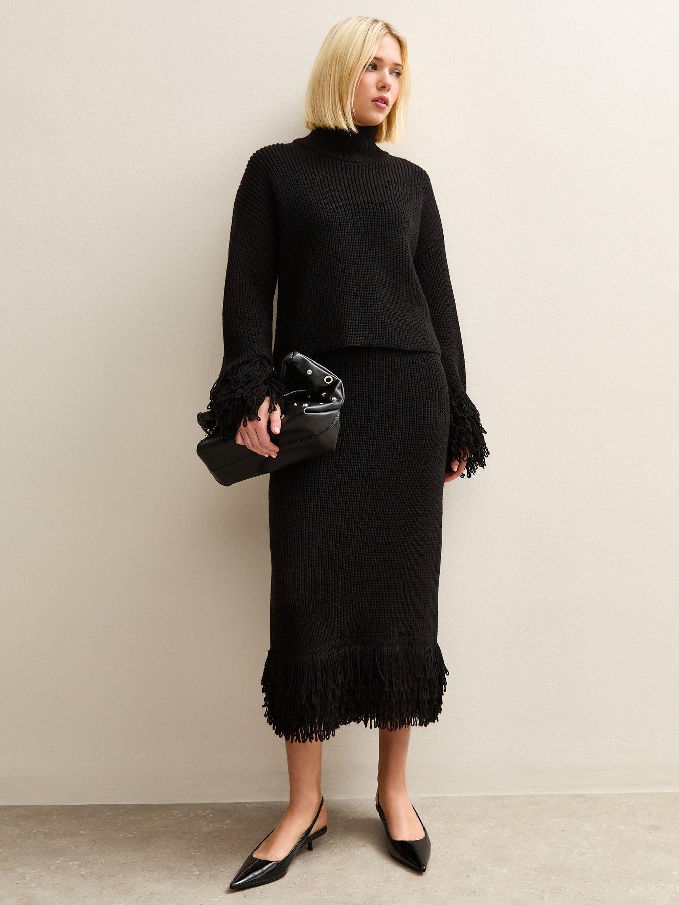 New Look Black Looped Fringe High Neck Jumper | Very