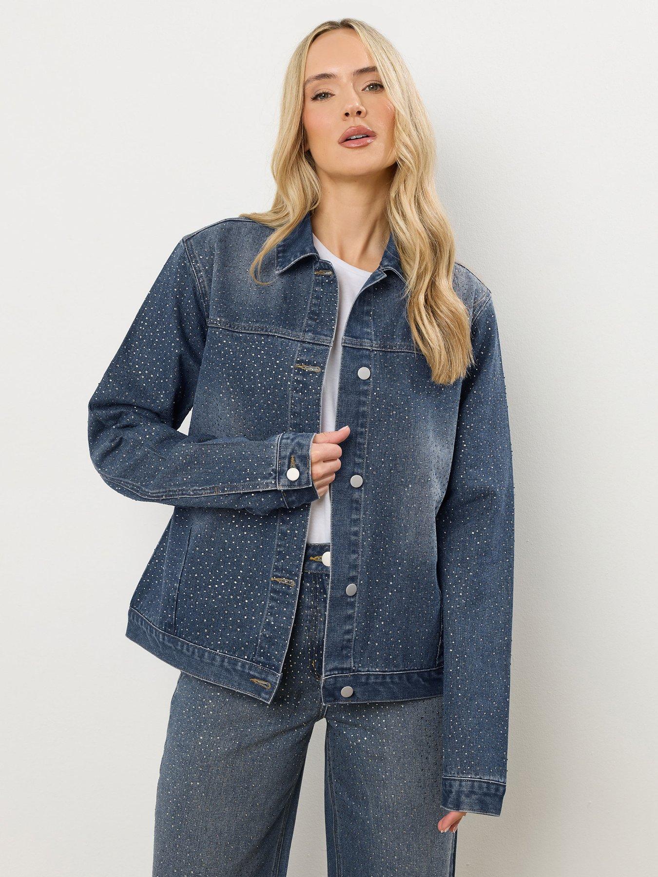 Long Tall Sally Embellished Denim Jacket - Blue | Very