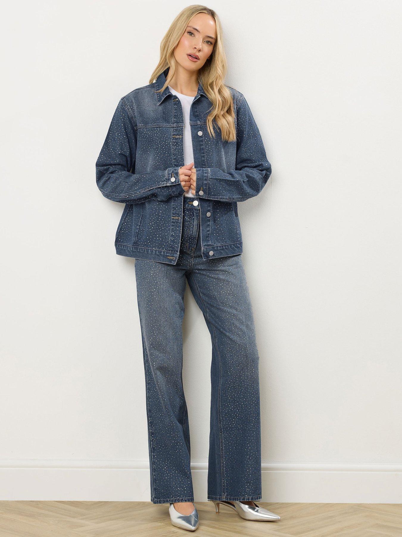 Long Tall Sally Embellished Denim Jacket - Blue | Very