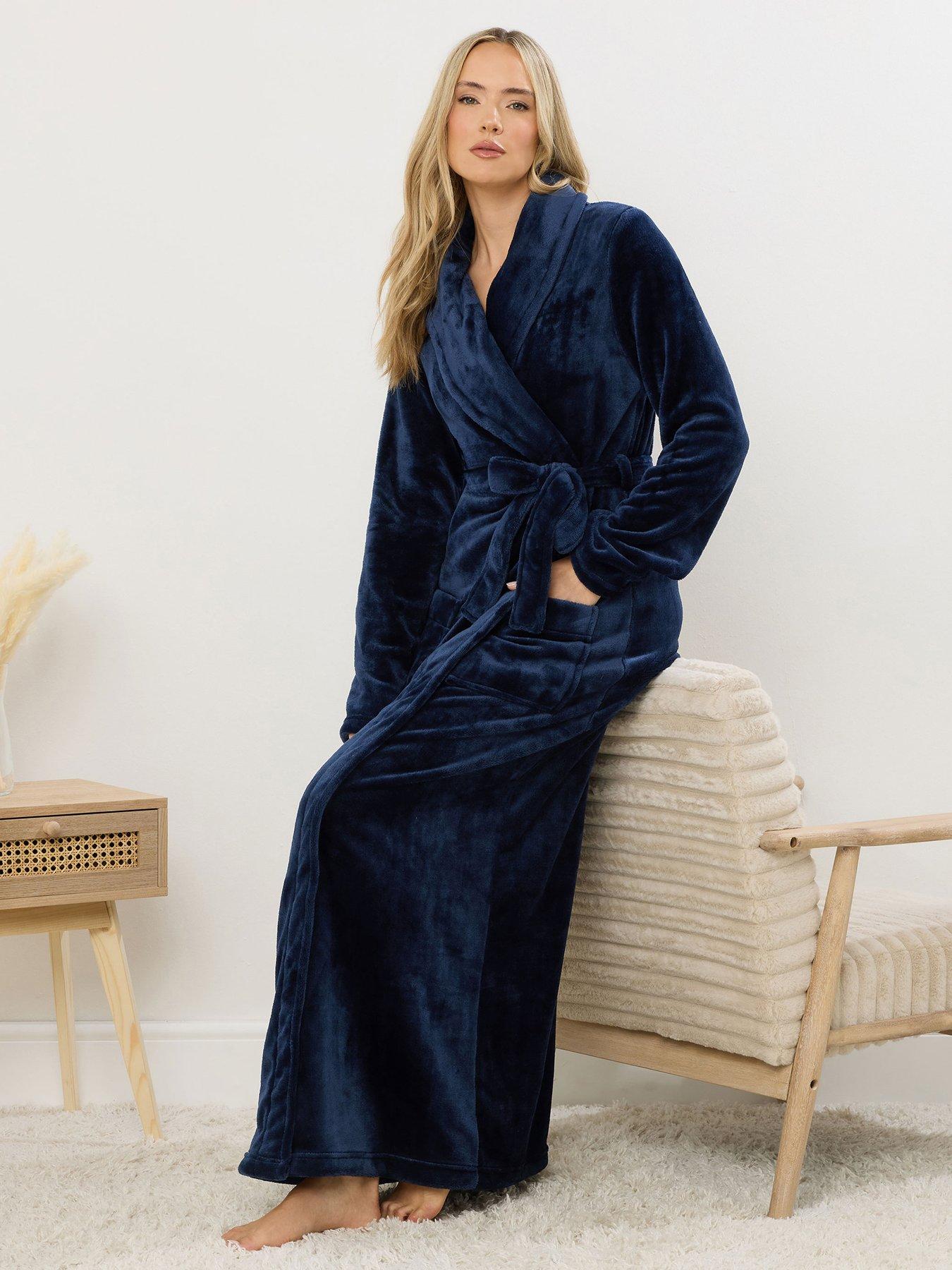 Long Tall Sally Super Luxe Shawl Maxi Robe - Blue | Very