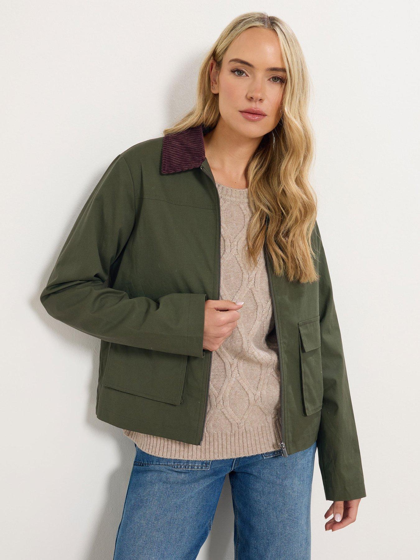 Long Tall Sally Tall Collar Barn Jacket - Green | Very
