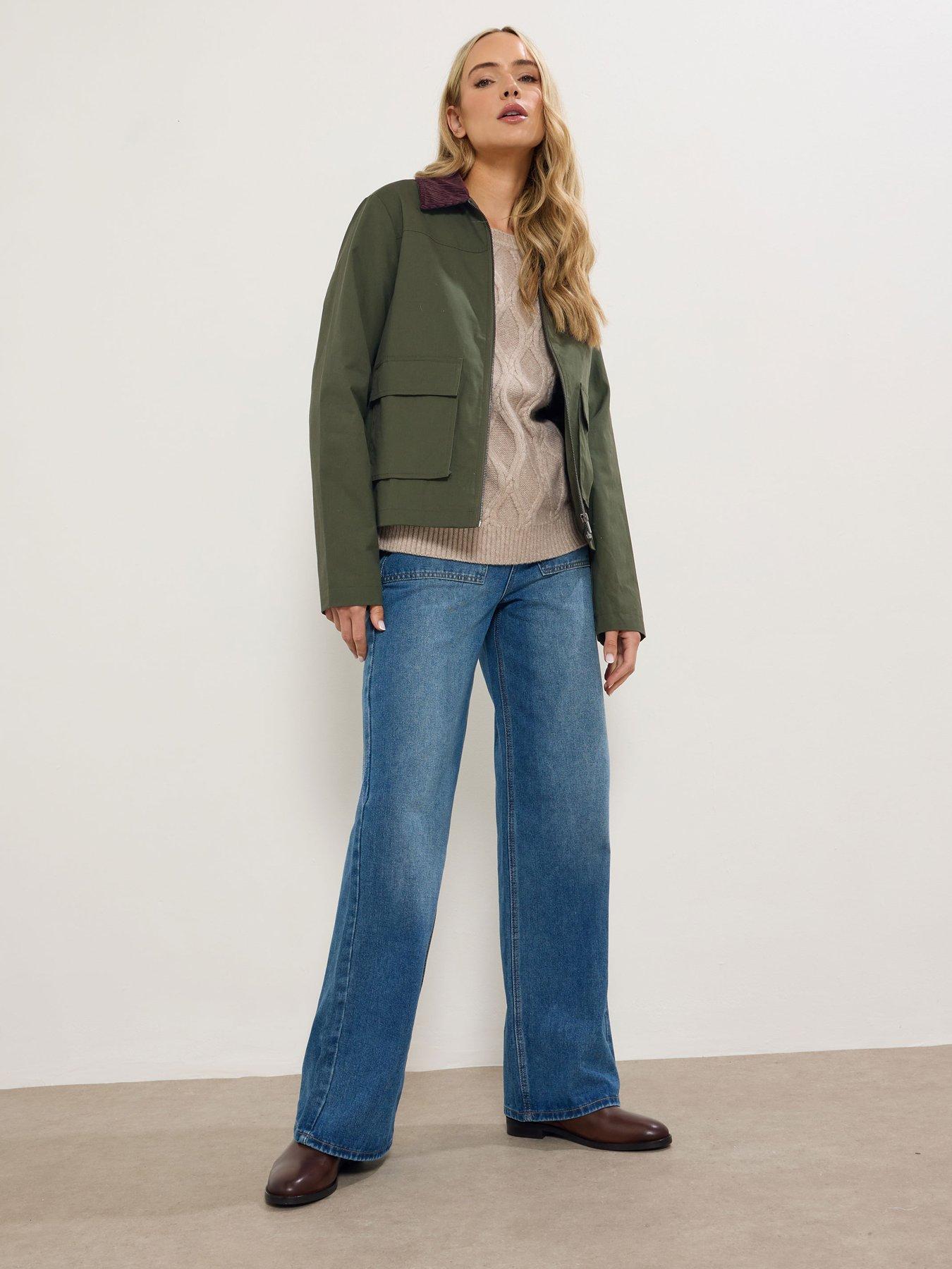 Long Tall Sally Tall Collar Barn Jacket - Green | Very