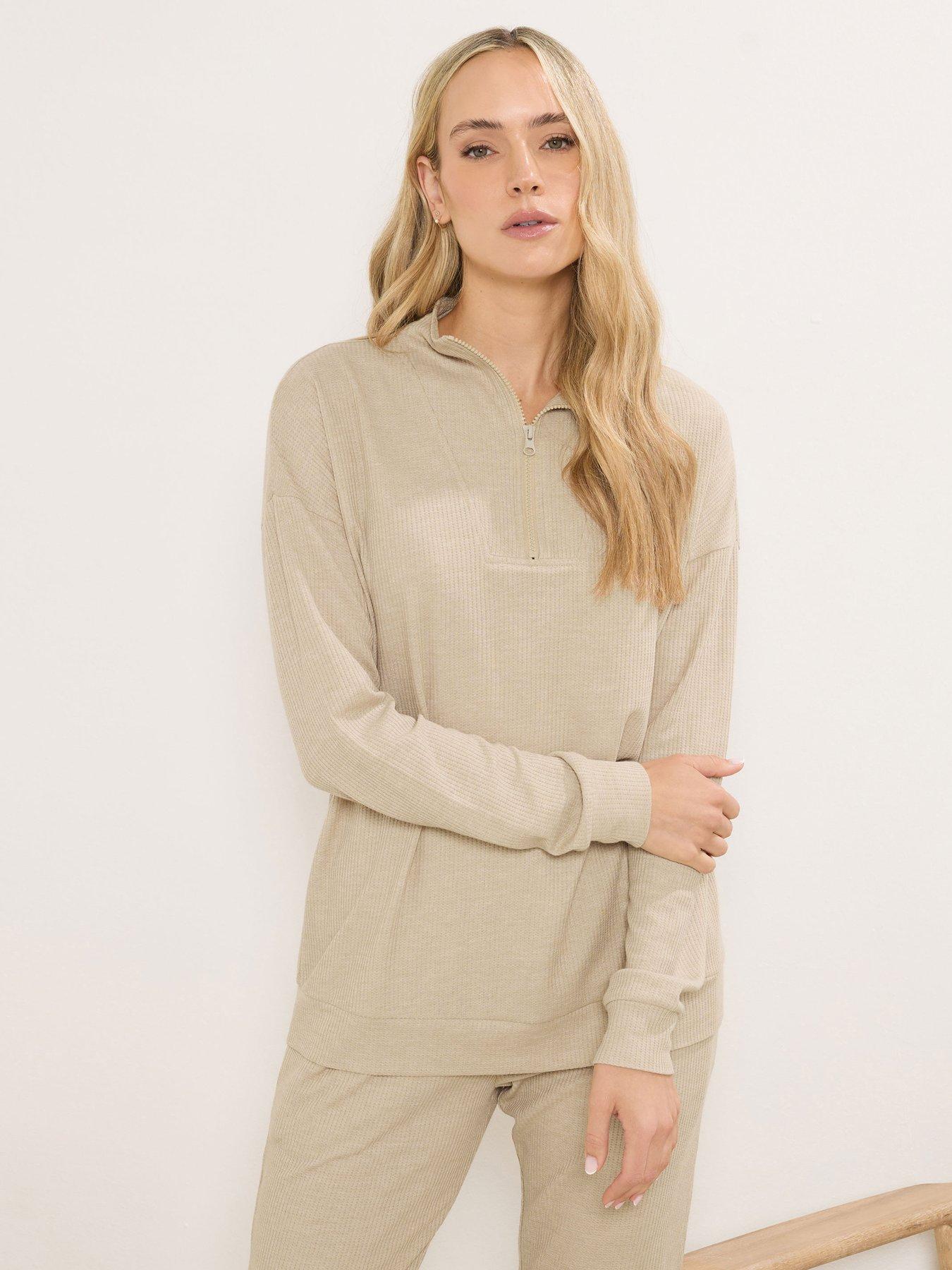 Long Tall Sally Half Zip Lounge Top - Natural | Very