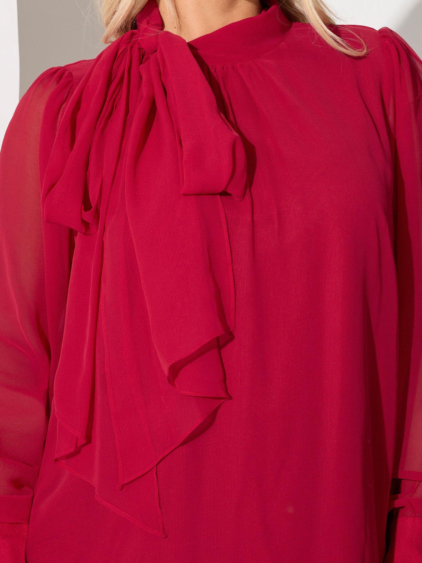 Yours Curve Dramatic Side Bow Blouse - Red | Very