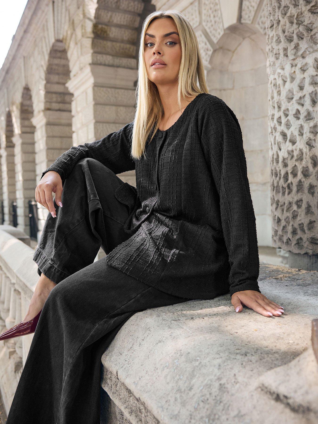Yours Curve Boucle Button Front Cover Up - Black | Very