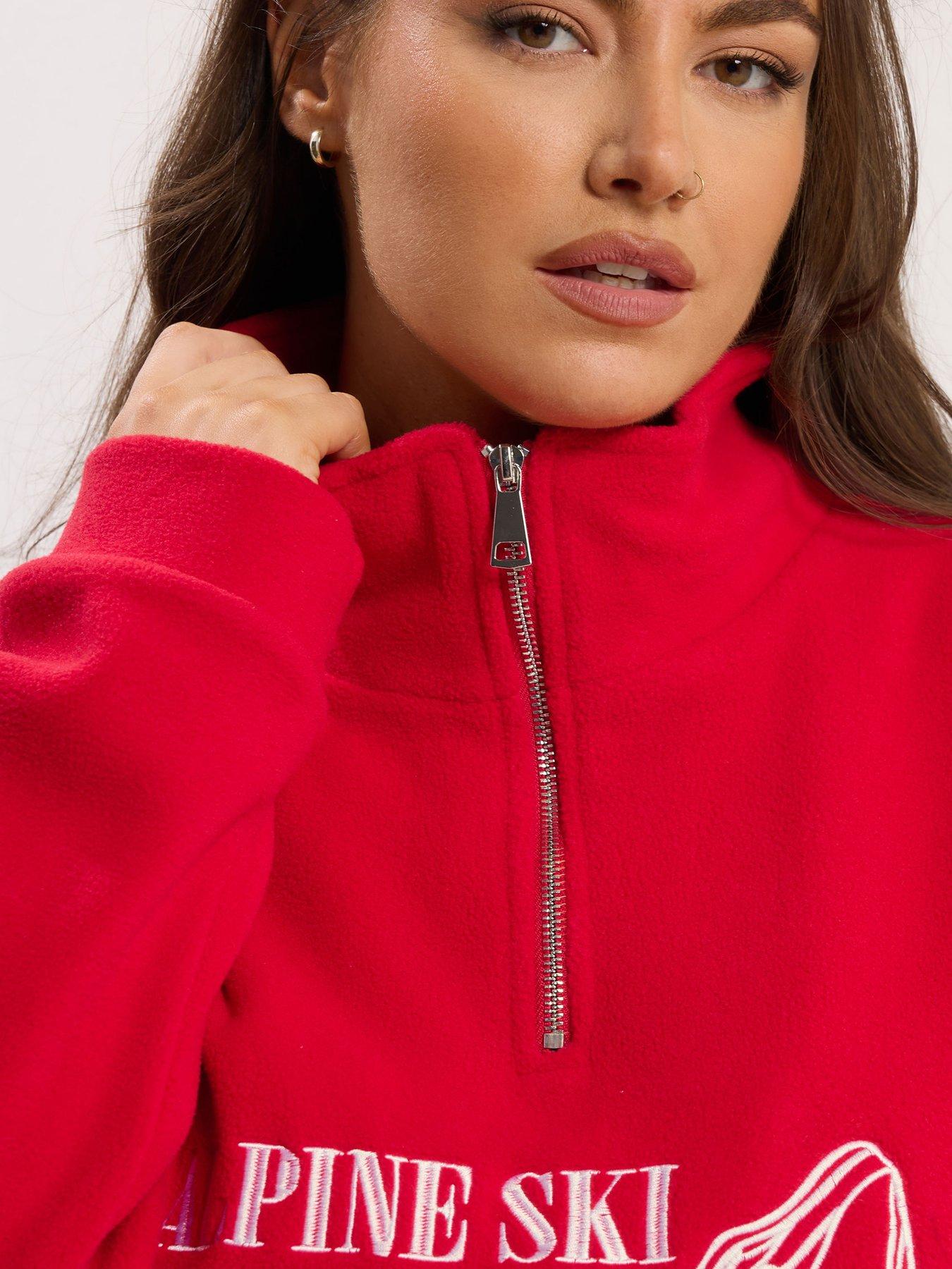 Yours Curve Half Zip Fleece - Red | Very
