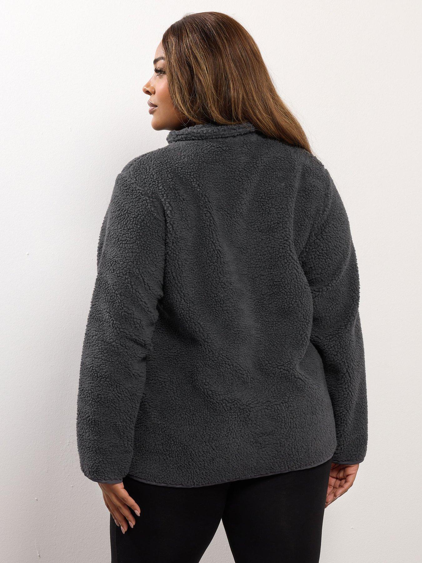 Yours Curve Borg Nylon Pocket Fleece - Grey | Very