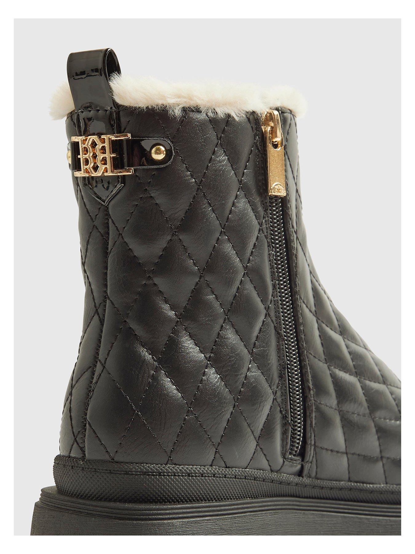 River Island Fur Lined Quilted Chelsea Boot - Black | Very