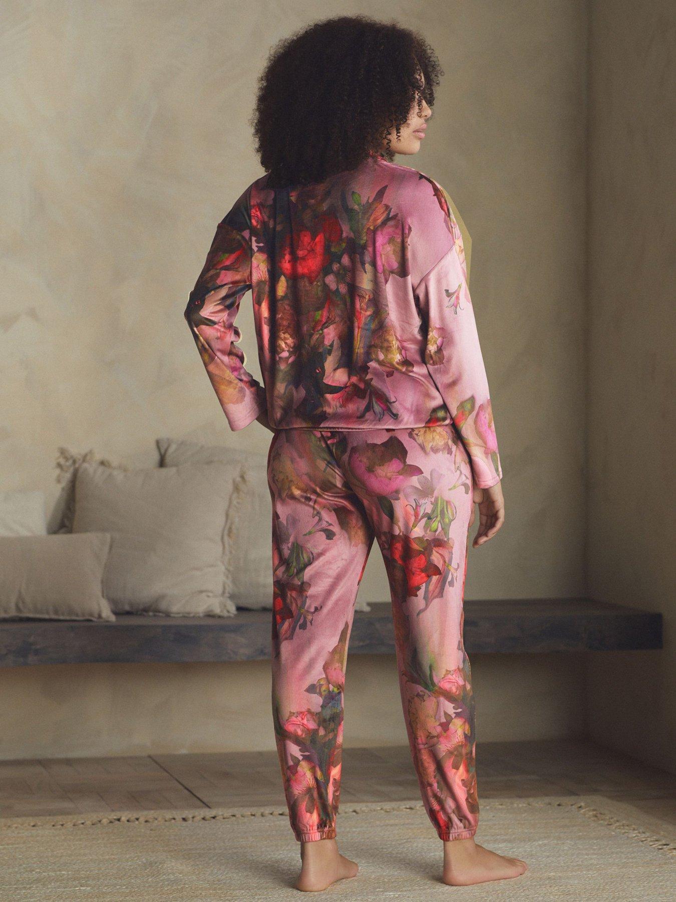 B By Ted Baker Cosy Floral Velour Pyjama Set - Pink | Very