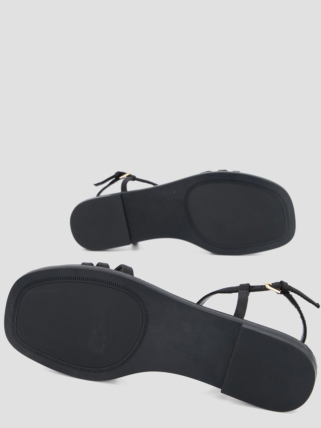 The Very Collection Wide Fit Shell Embellished Flat Sandal - Black | Very