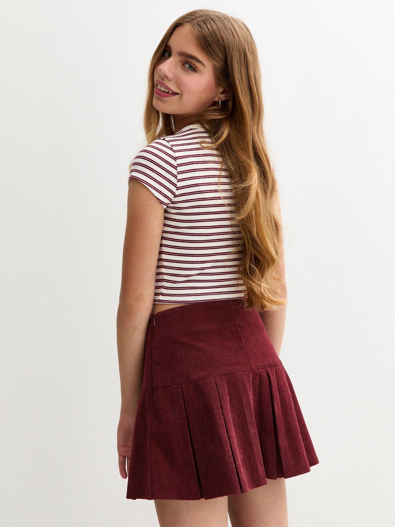 New Look 915 Girls Burgundy Corduroy Pleated Skort - Dark Red | Very