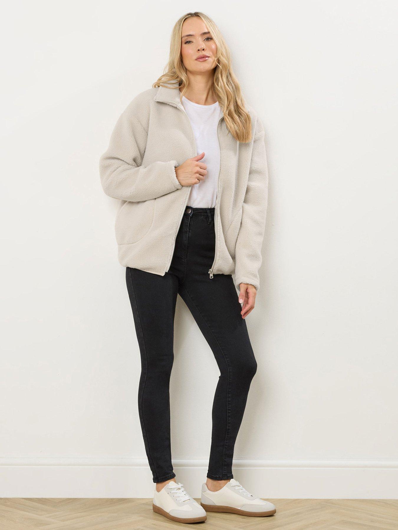 Long Tall Sally Zip Through Borg Jacket - Ivory | Very