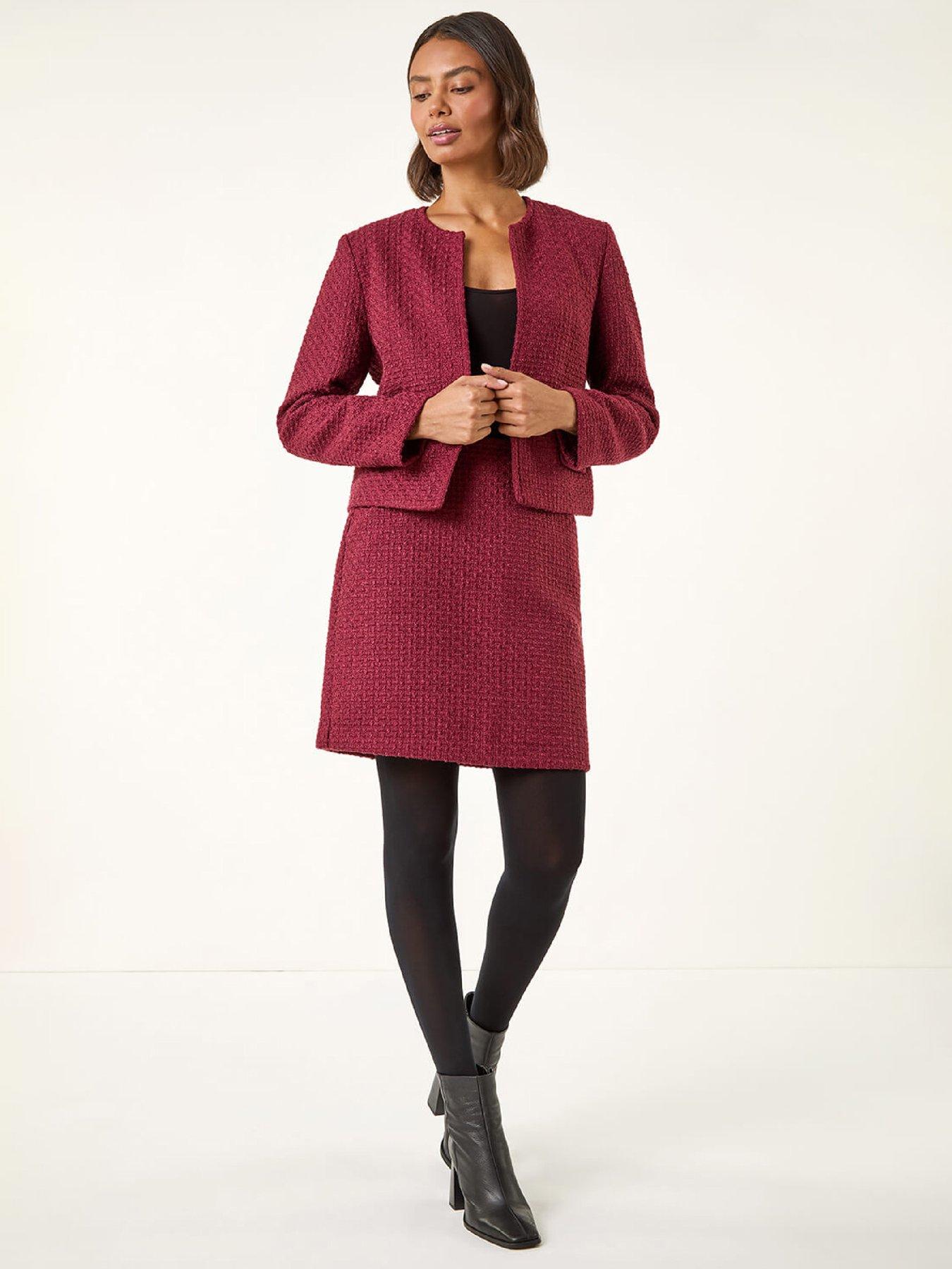 Roman Textured Edge To Edge Jacket - WINE | Very