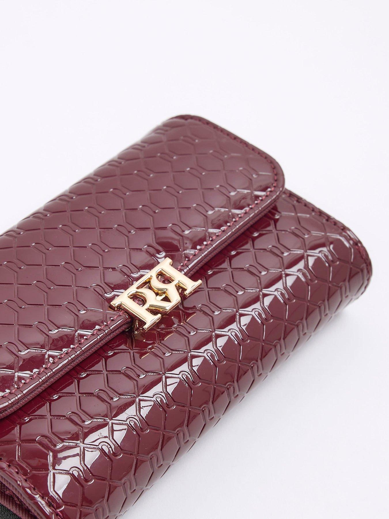 River Island RI Monogram Embossed Flap Purse - Red | Very