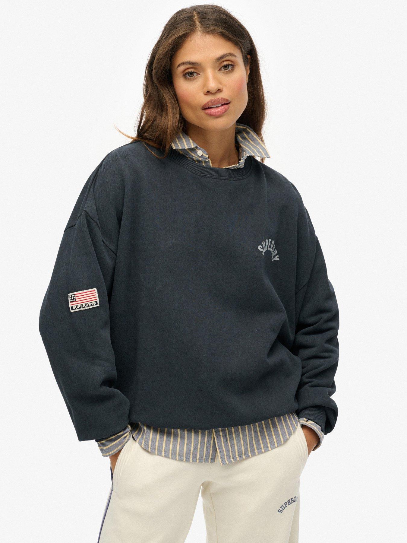 Superdry Athletic Relaxed Printed Crew - Eclipse Navy | Very