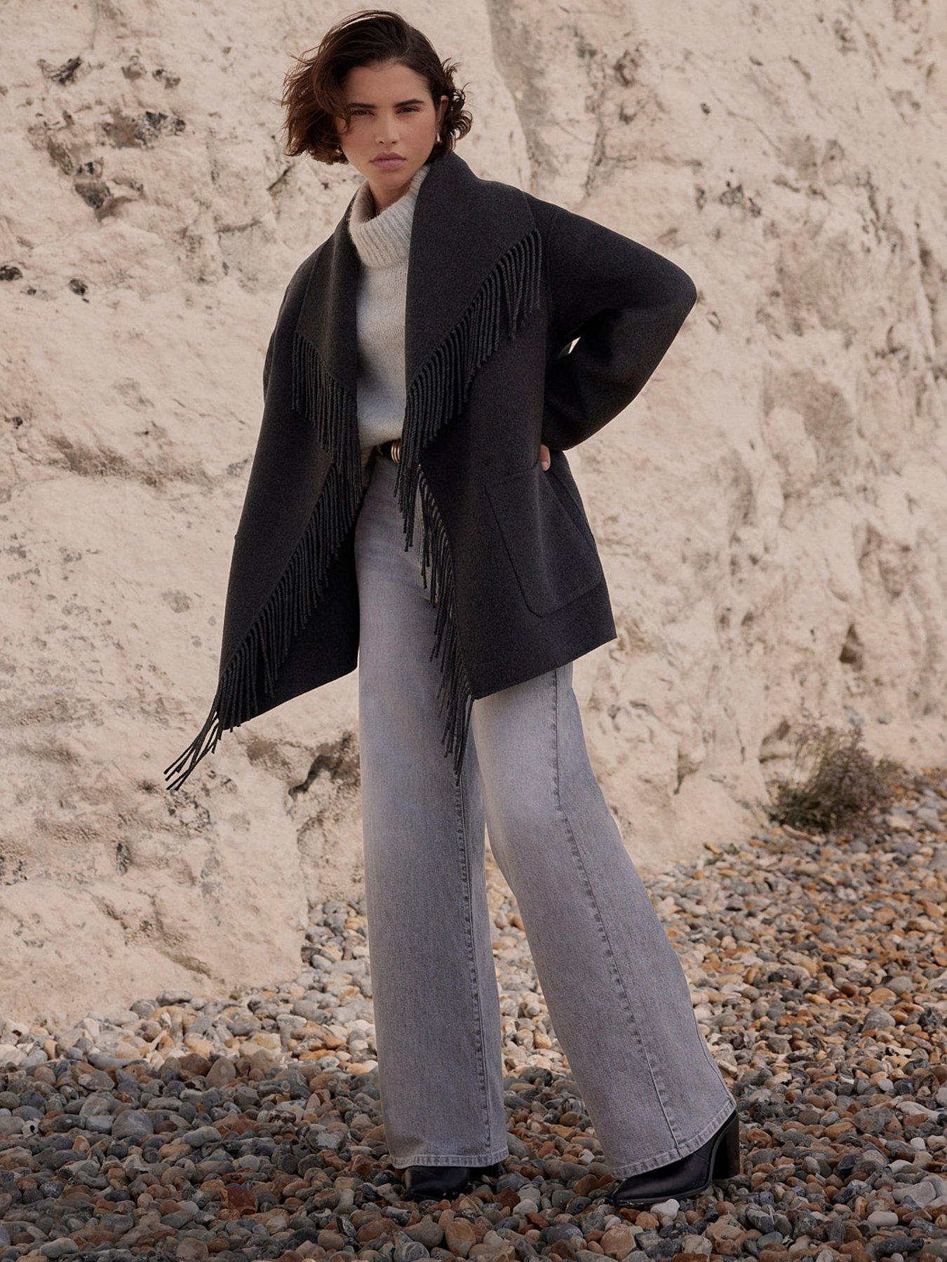 Mint Velvet Hand Finished Tassel Coat - Grey | Very