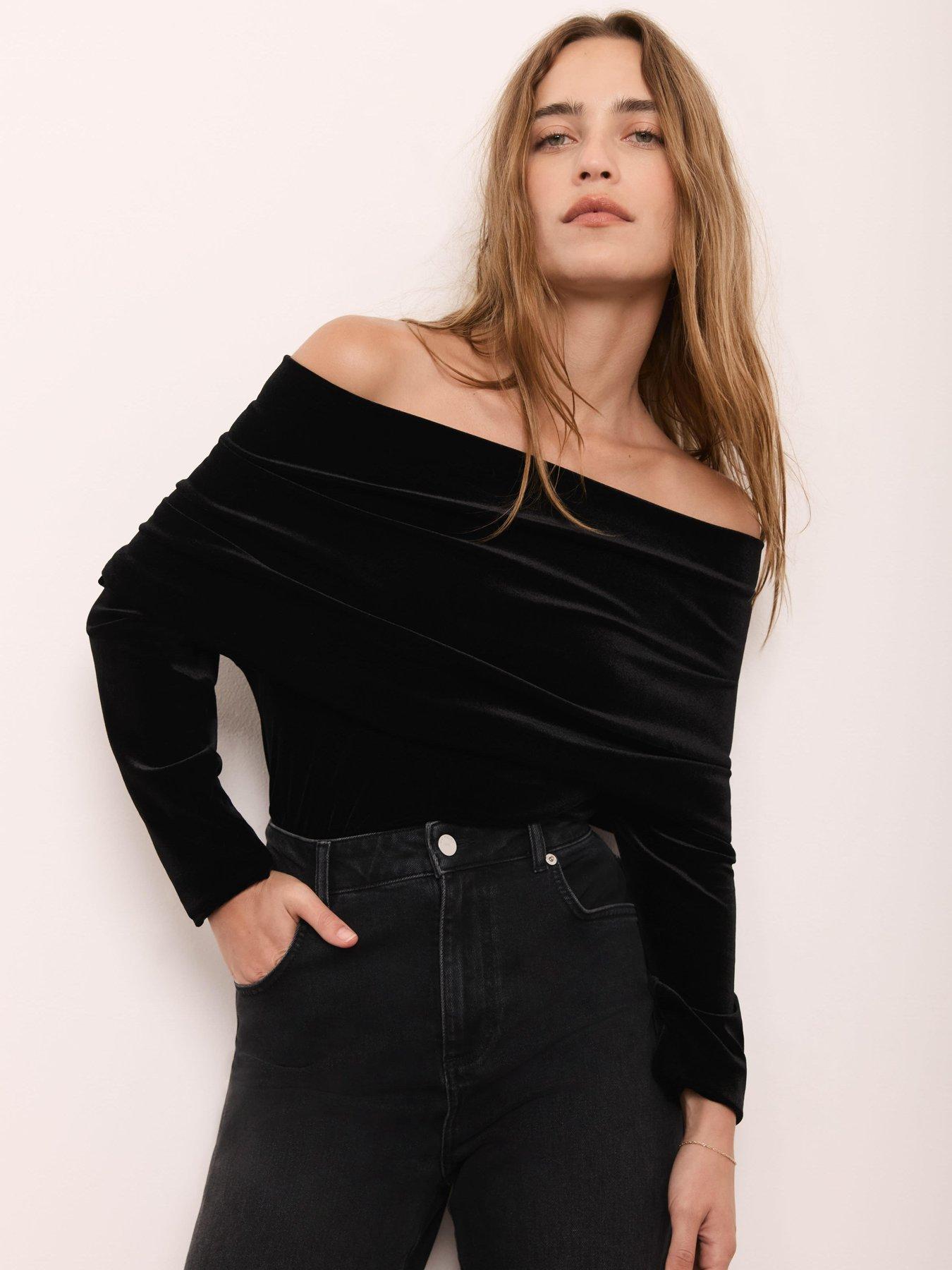 Mint Velvet Bardot Top - Black | Very
