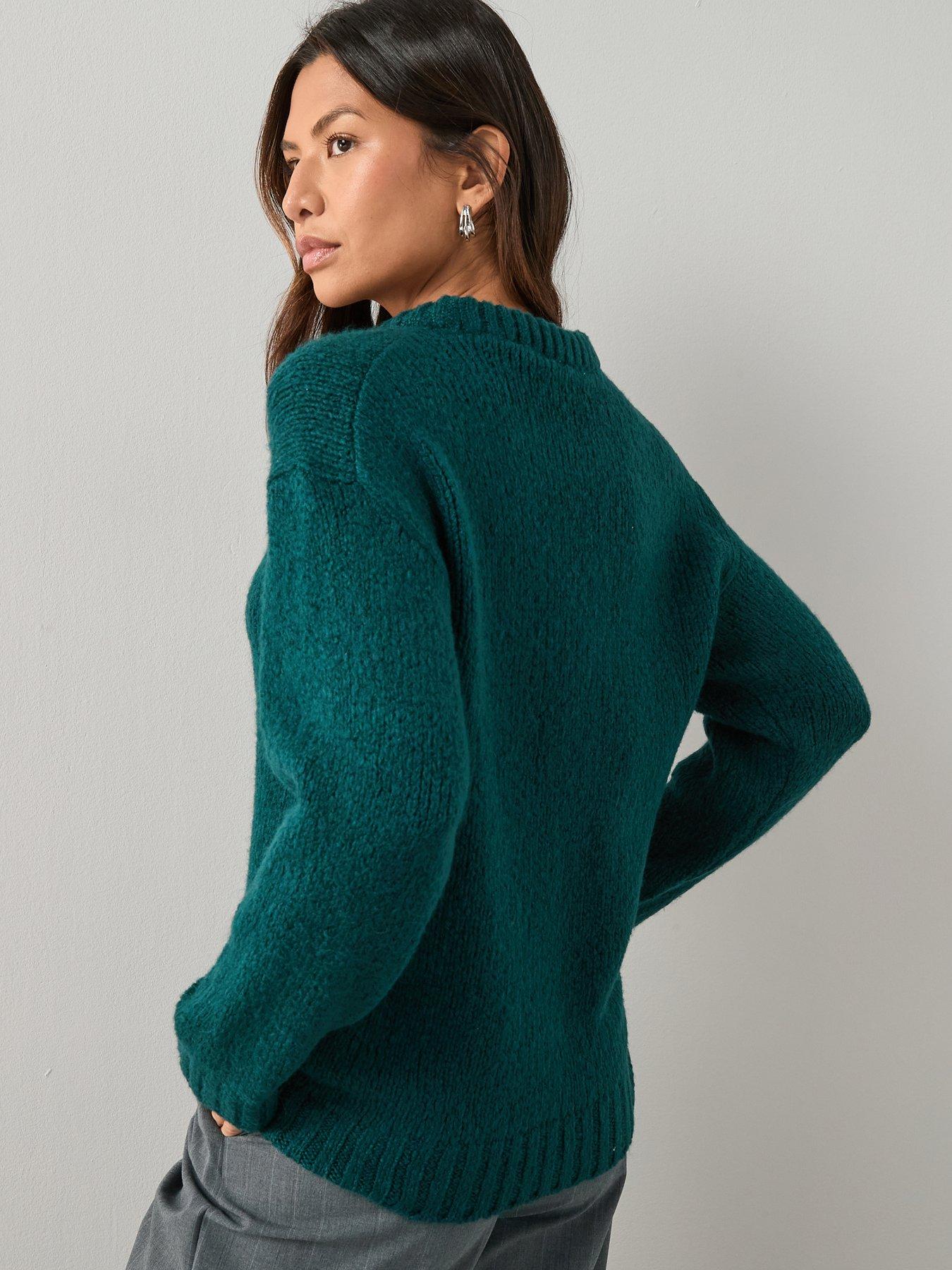 The Very Collection Relaxed Fit Rib Hem Jumper With Wool - Teal | Very