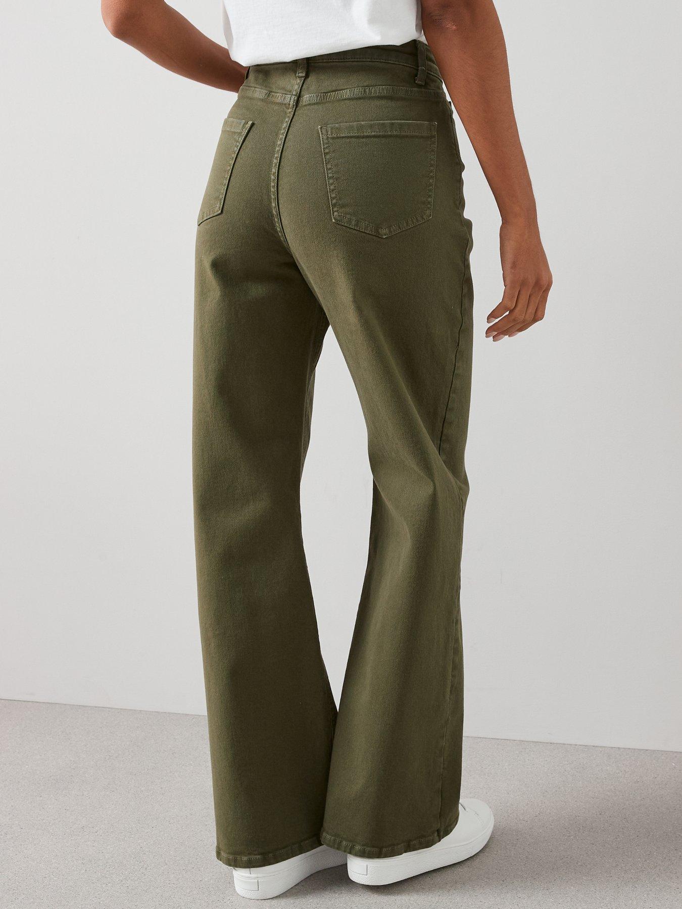 The Very Collection High Waist Wide Leg Jeans - Olive Green | Very