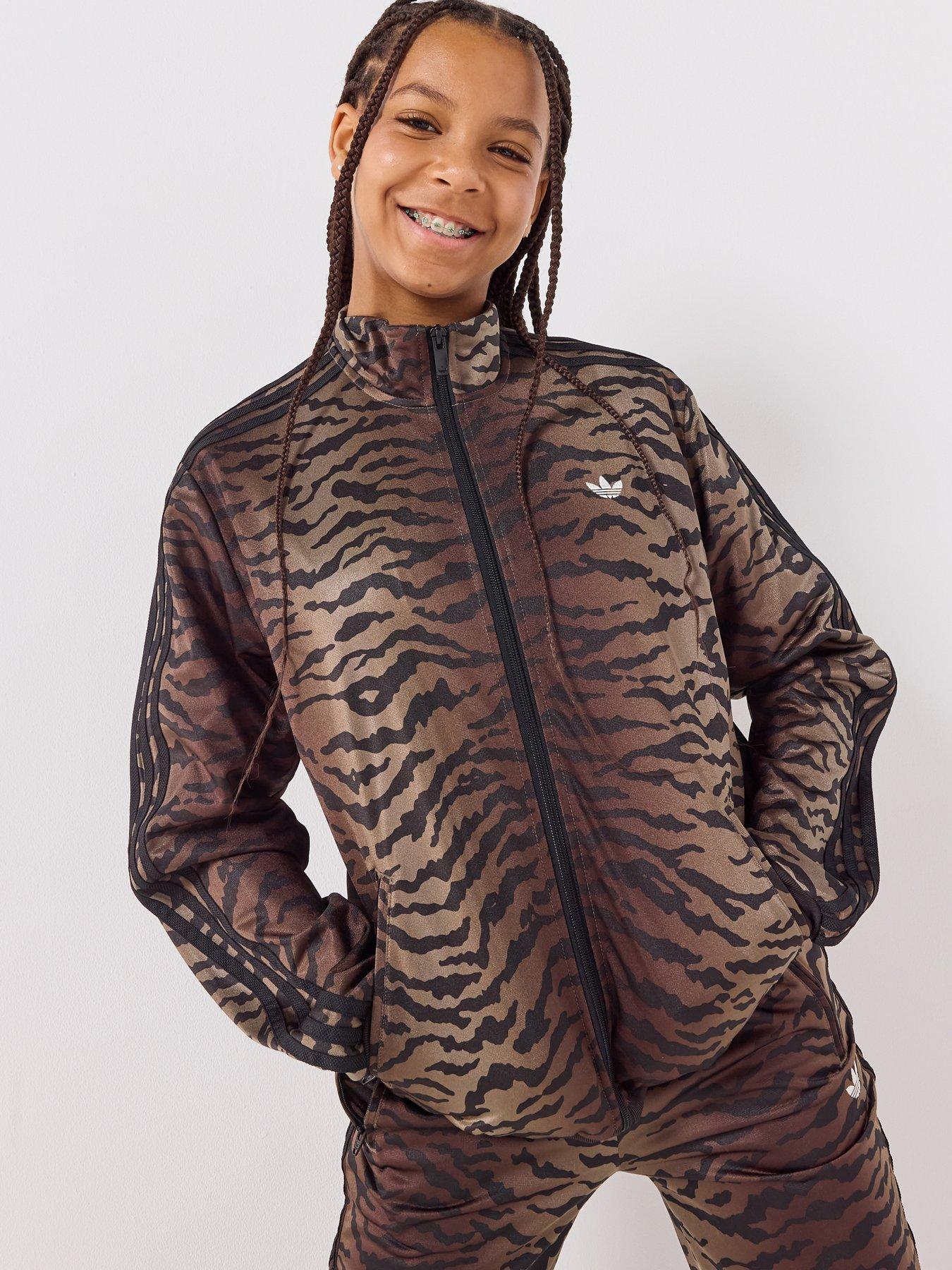 adidas Originals Junior Unisex Firebird Loose Animal Print Top - Brown ...