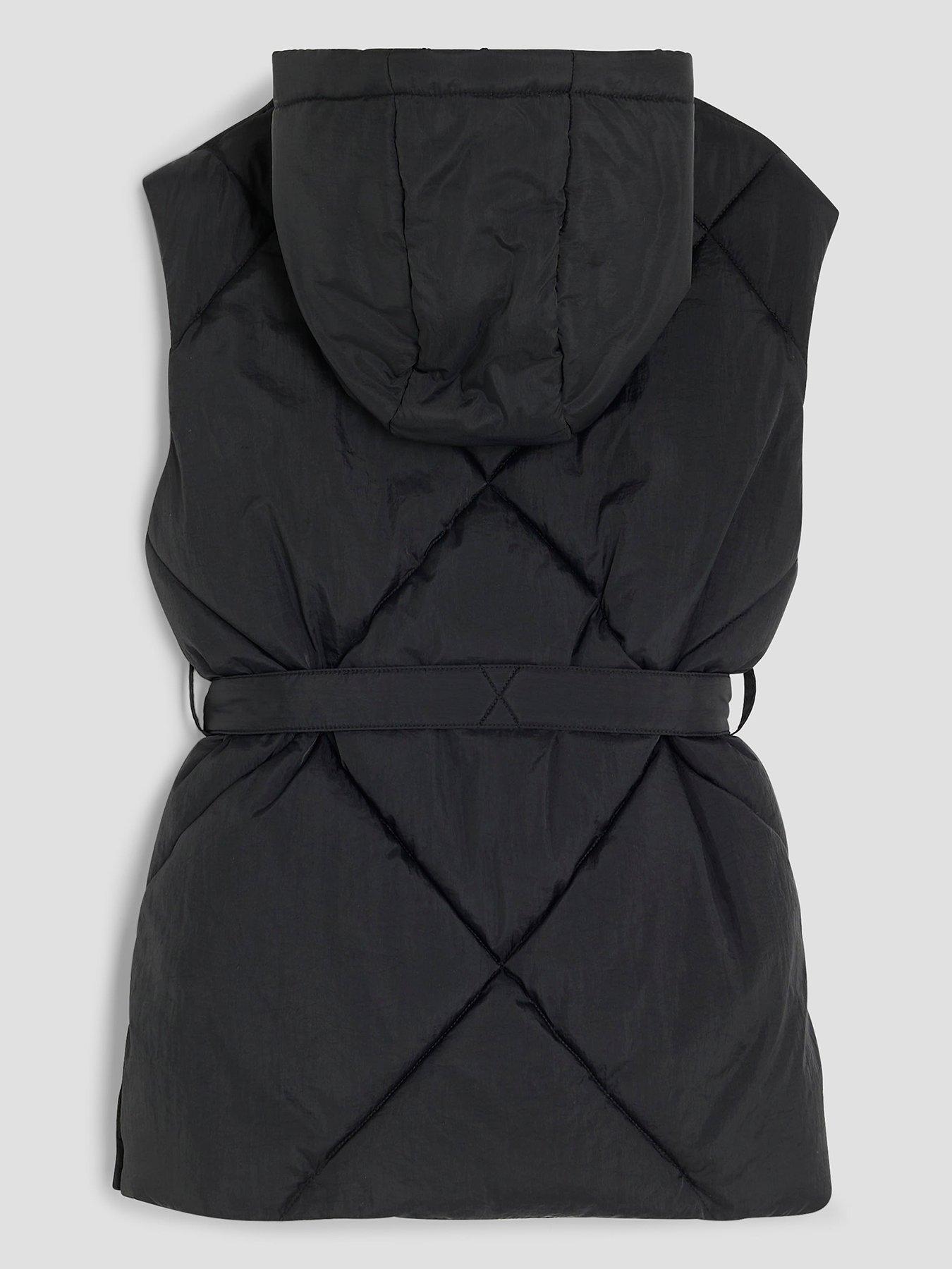 River Island Older Girls Belted Hooded Gilet - Black | Very