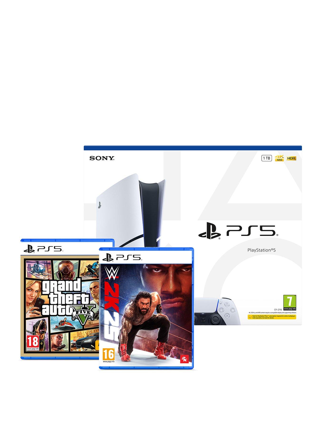 PlayStation 5 Disc Console – 1TB with WWE 2K25 & Grand Theft Auto V | Very