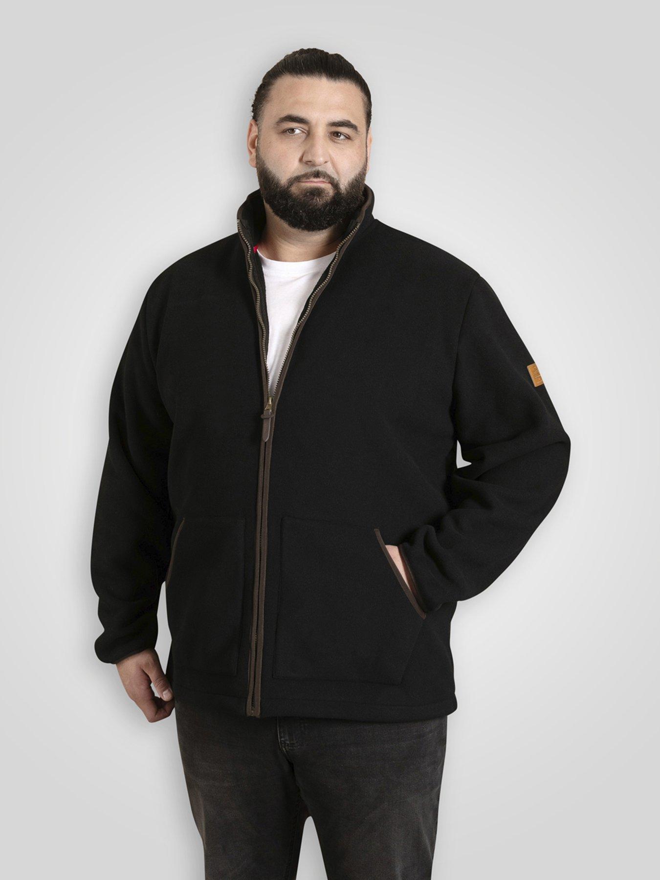 D555 Zip Through Bonded Micro Fleece Jacket With Sherpa Lining - Black ...
