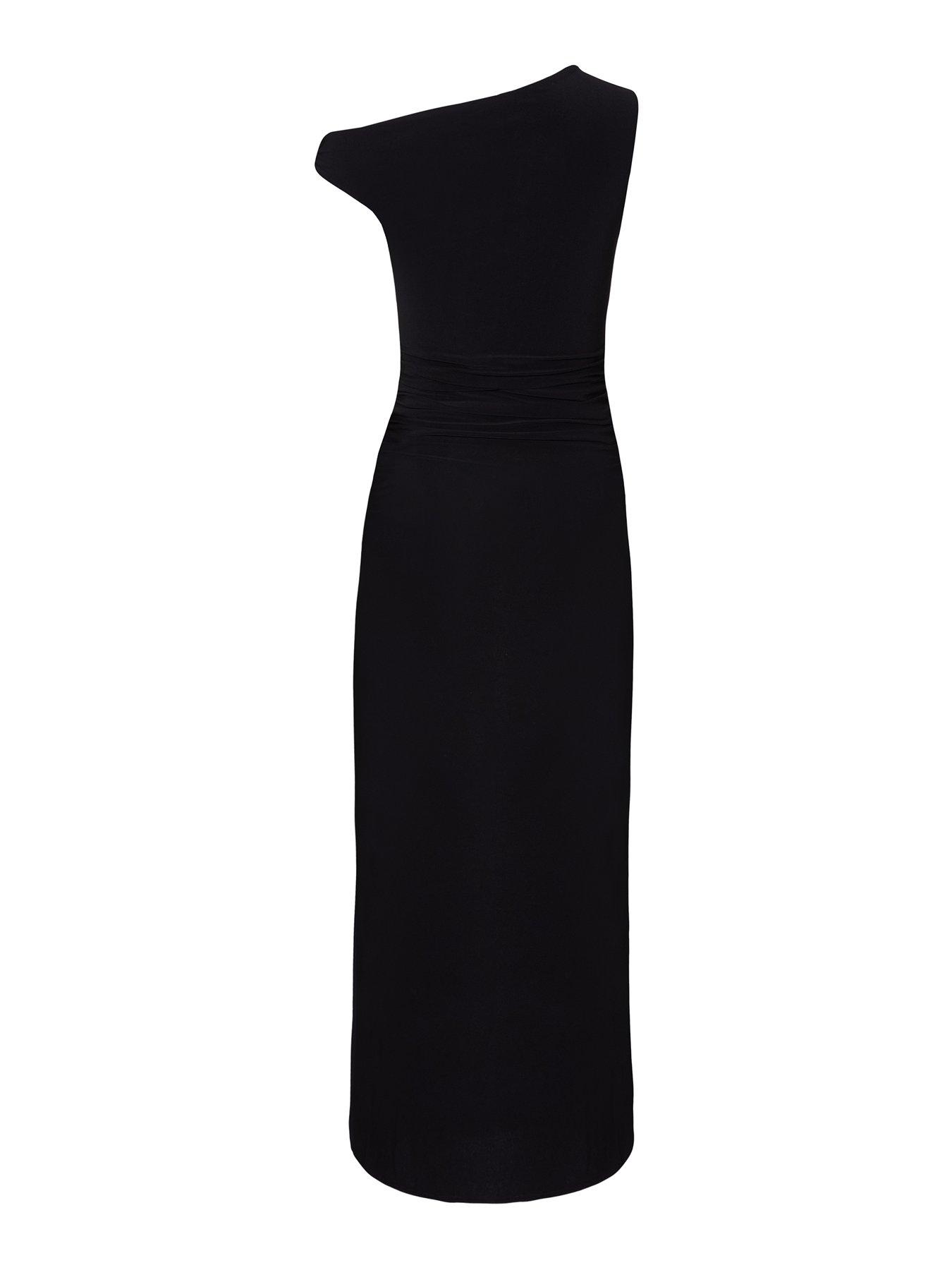 Quiz Black Asymmetric Midaxi Dress | Very