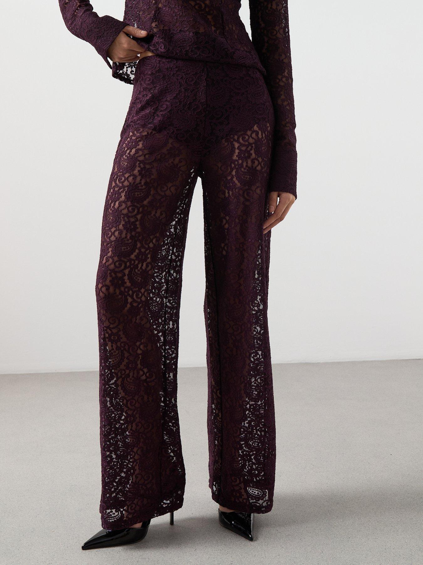Mango Lace Straight Trousers - Red | Very