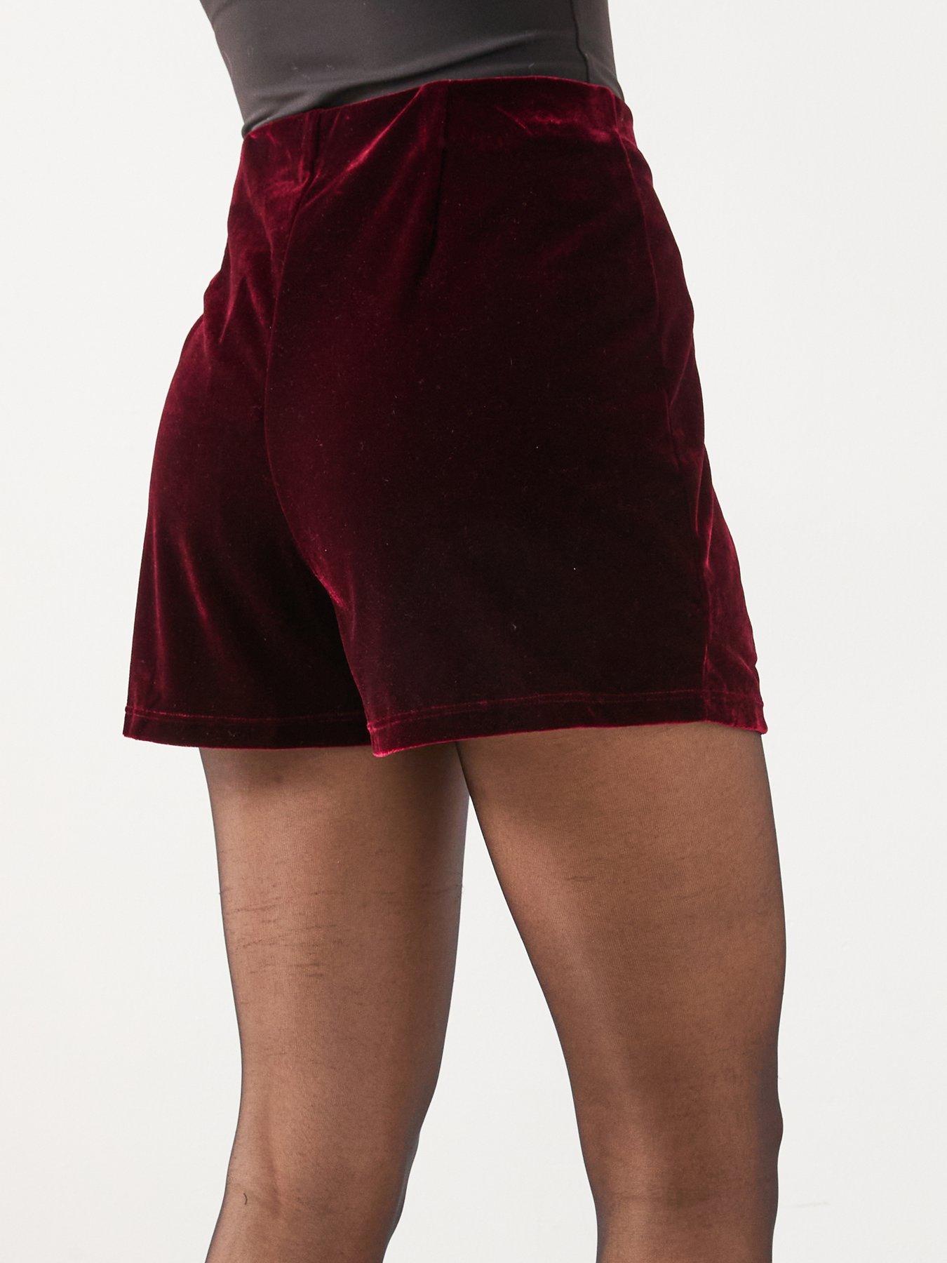 Mango Velvet Shorts - Red | Very