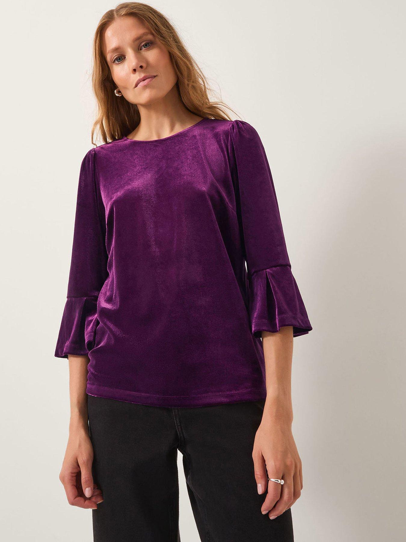 Monsoon Valerie Velvet Top - Red | Very