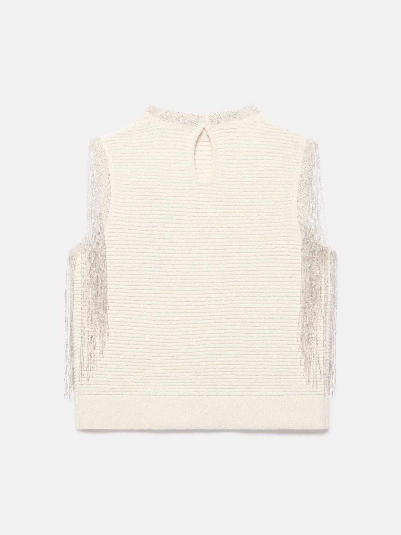 Mint Velvet Cream Embellished Fringe Top - White | Very