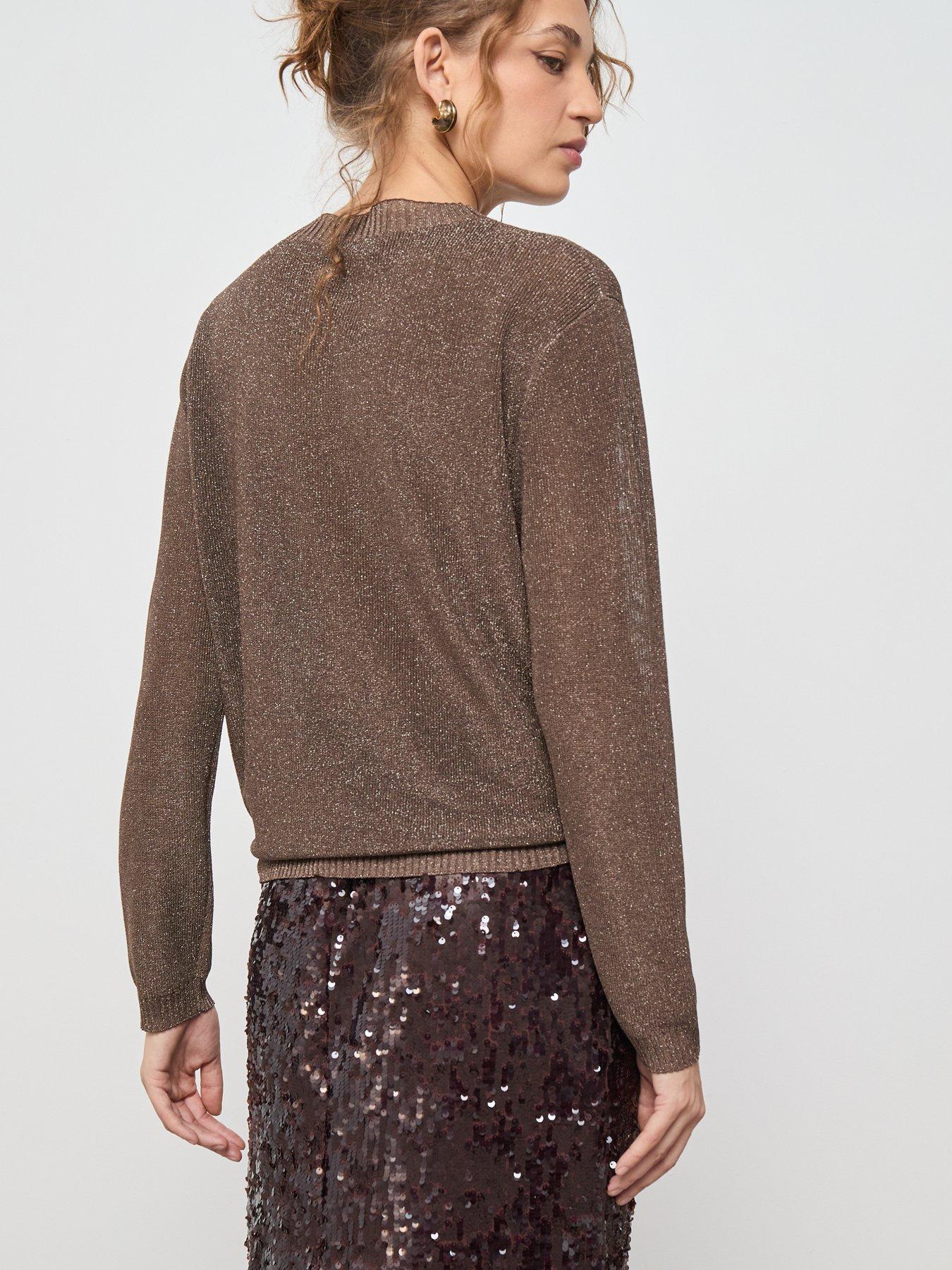Mango Fine Knit Lurex Sweater - Brown | Very
