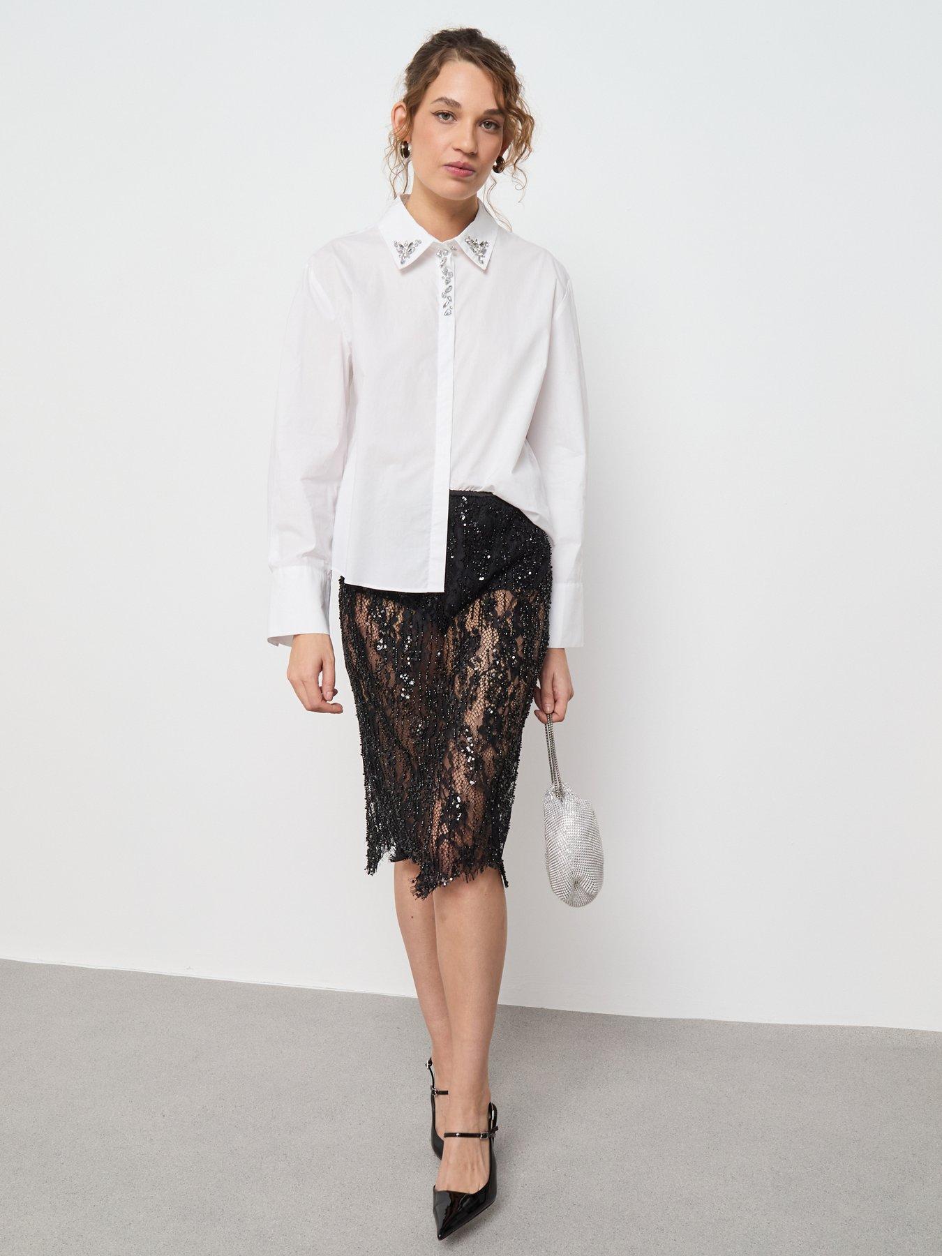 Mango Crystal Detail Shirt - Cream | Very