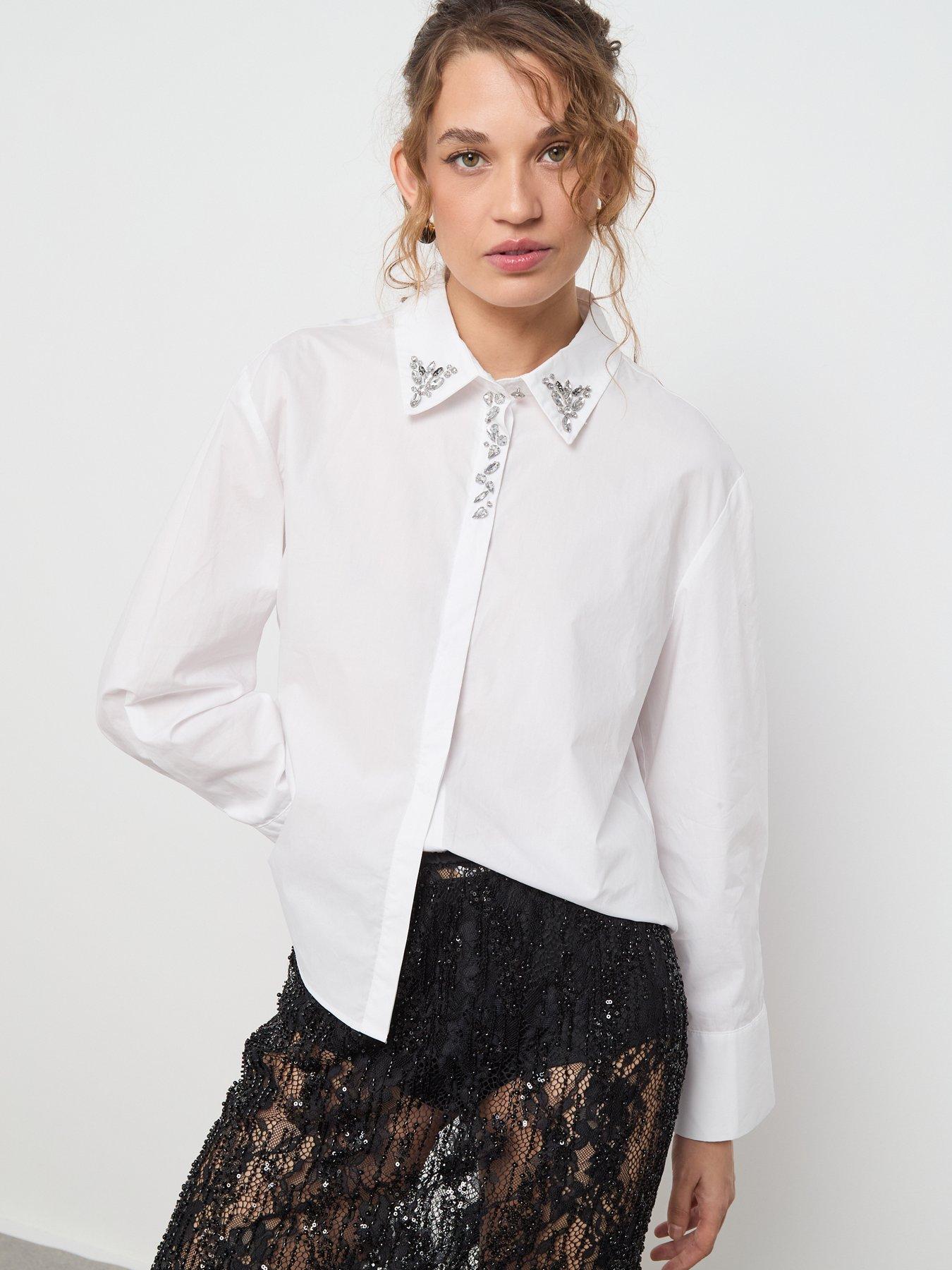 Mango Crystal Detail Shirt - Cream | Very