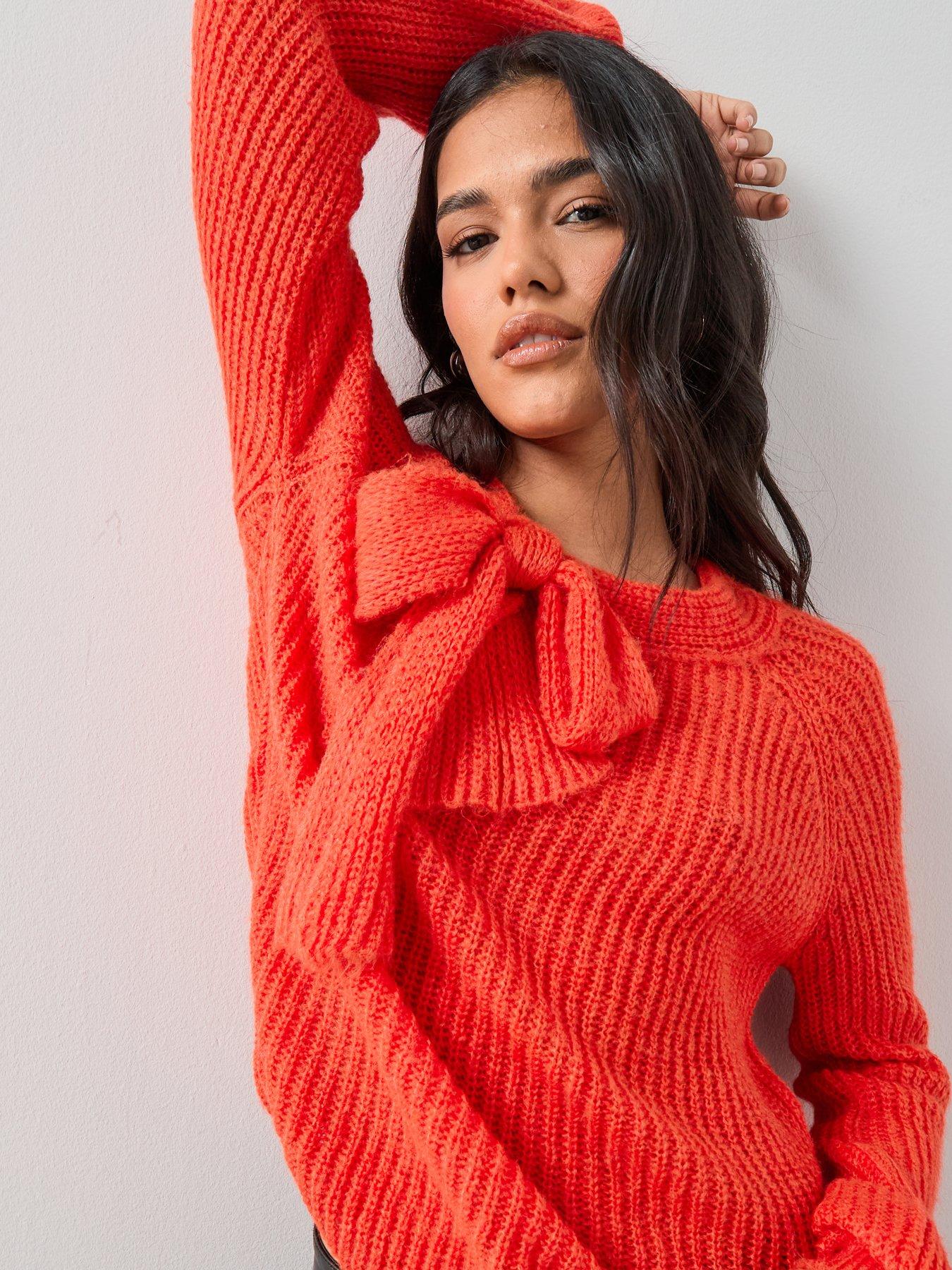 The Very Collection Bow Neck Knitted Jumper - Red | Very