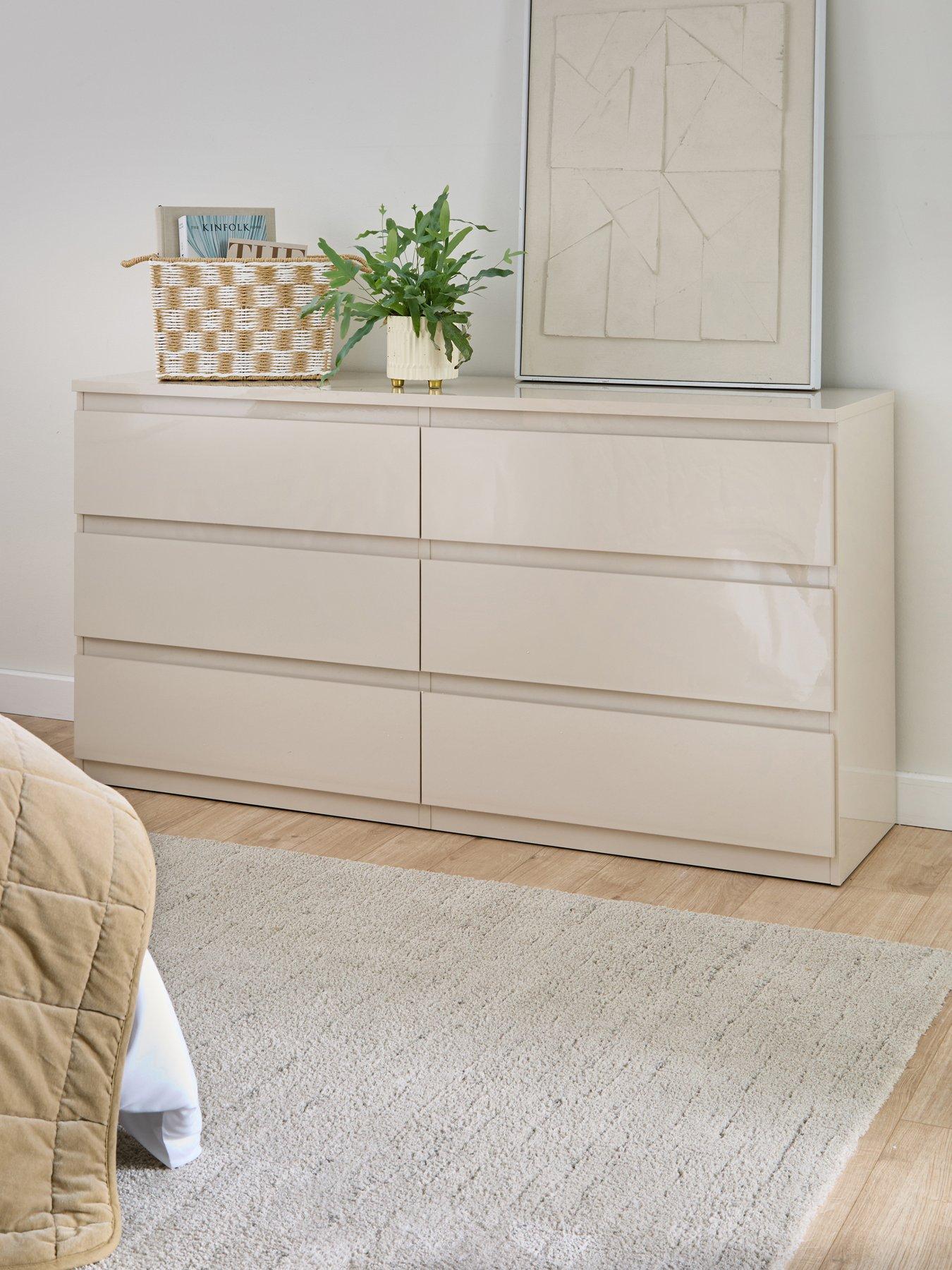 The Very Collection Layton Gloss 6 Drawer Chest - Oatmeal - FSC ...