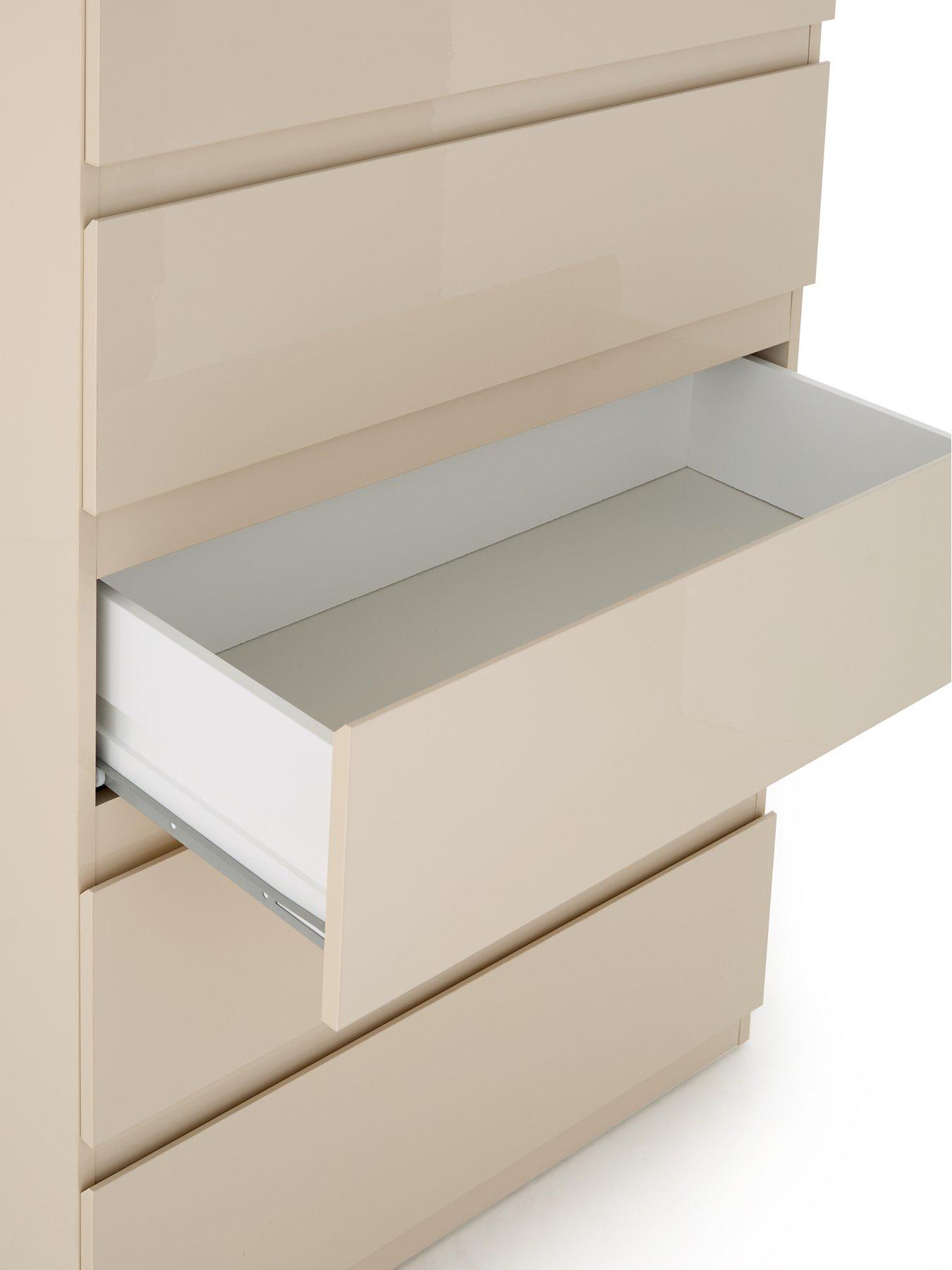 The Very Collection Layton Gloss 5 Drawer Chest - Oatmeal - FSC ...