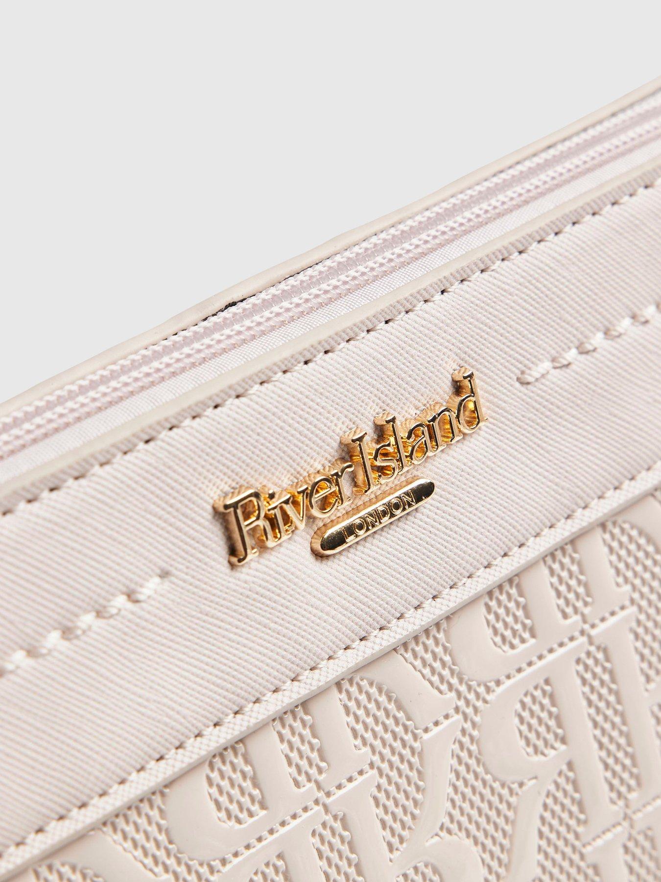 River Island Patent Monogram Messenger - Cream | Very