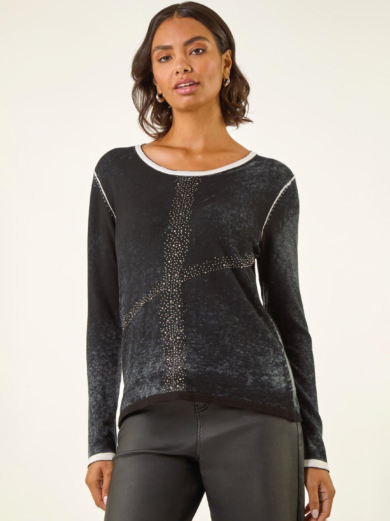 Roman Embellished Soft Knit Jumper - Black | Very