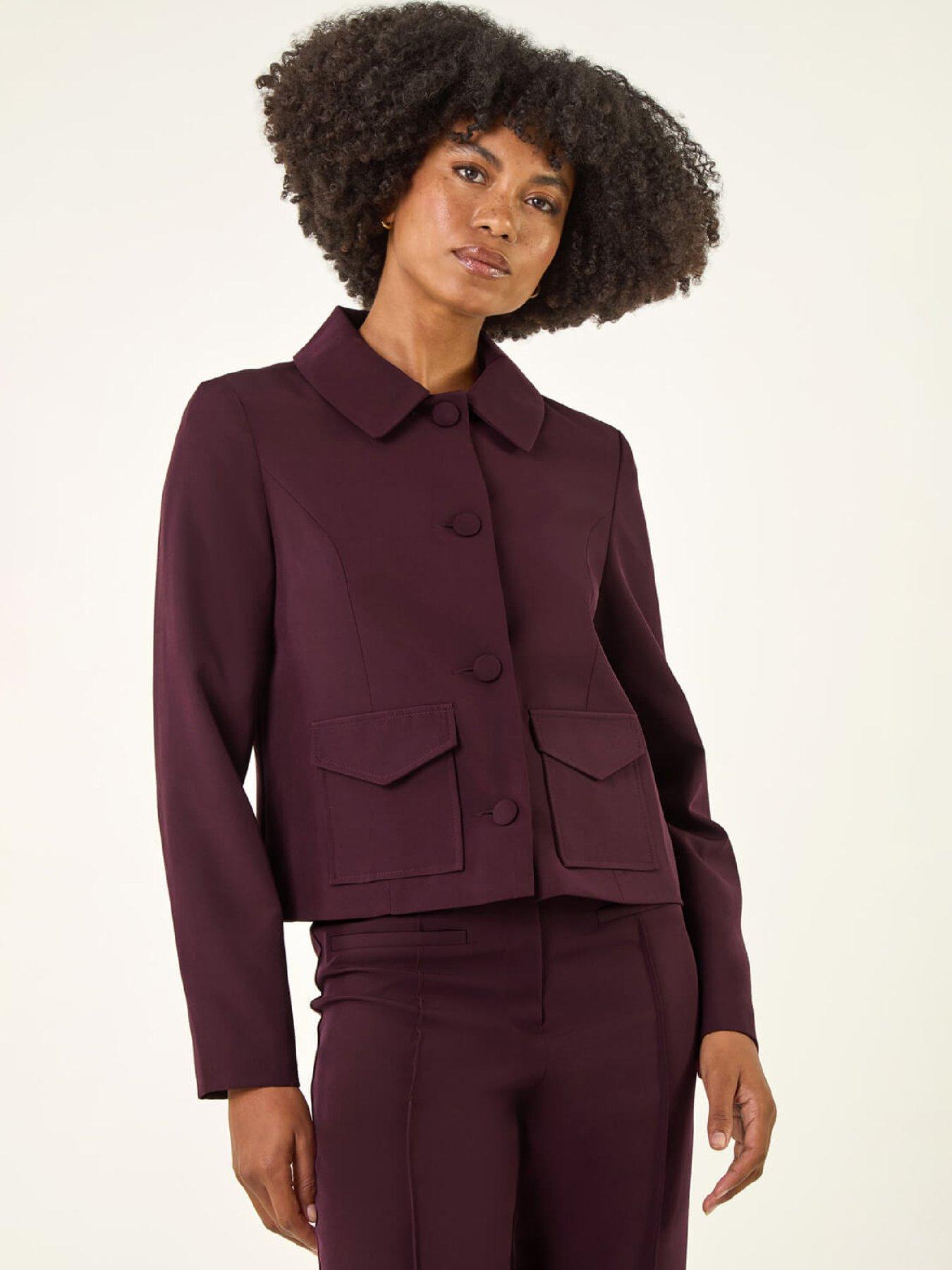 Roman Smart Buttoned Pocket Jacket - Burgundy | Very