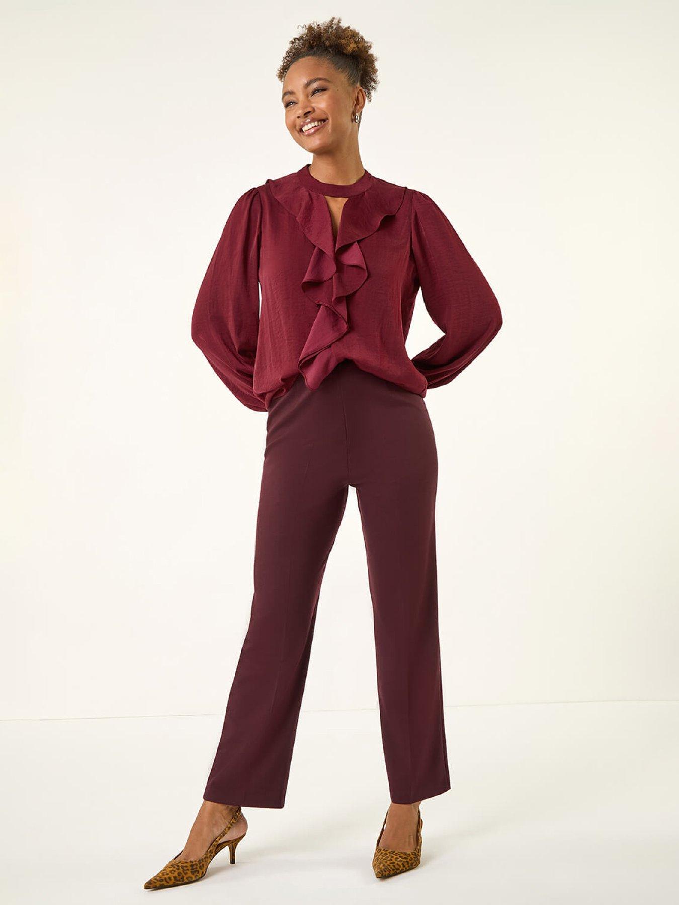 Roman Straight Leg Ponte Trouser - Wine | Very