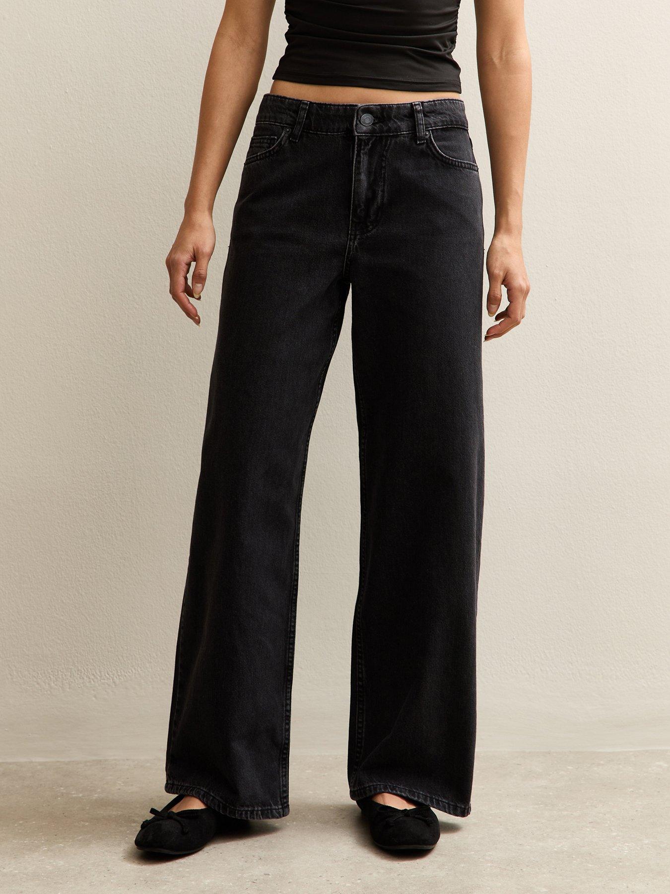 New Look Black Low Rise Wide Leg Jeans | Very