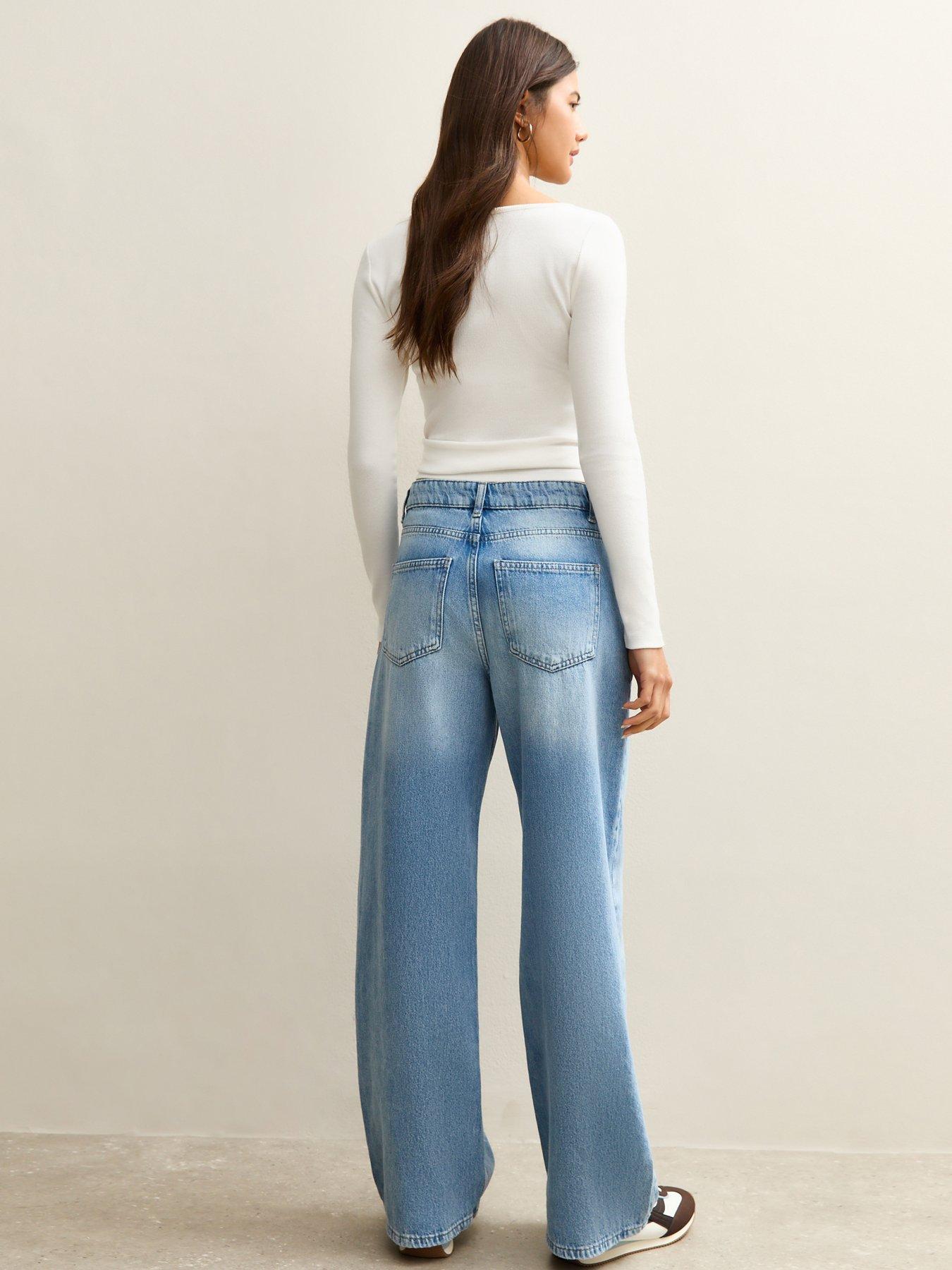 New Look Mid Blue Low Rise Wide Leg Jeans | Very