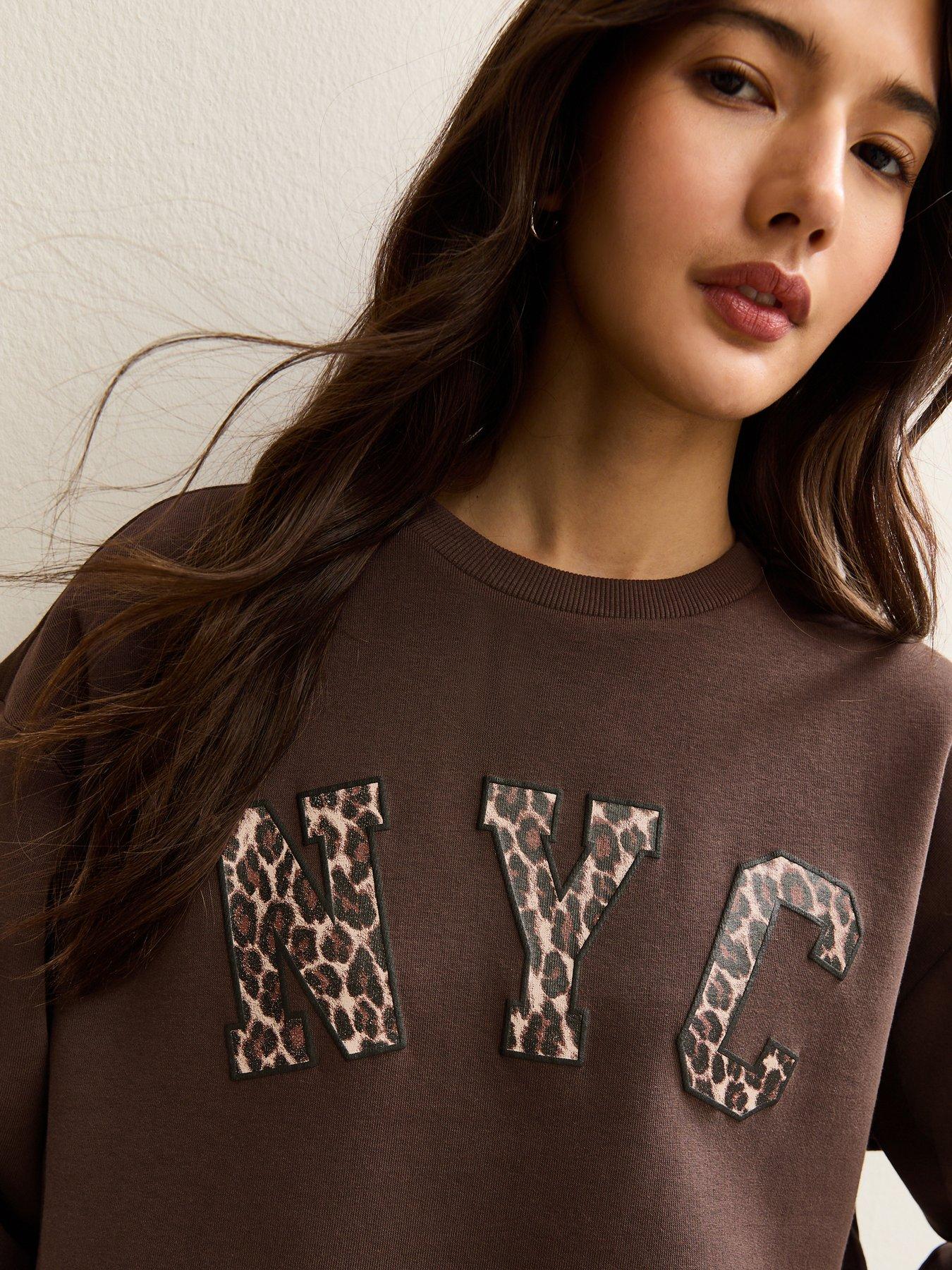 New Look NYC Leopard Print Logo Sweatshirt - Brown | Very